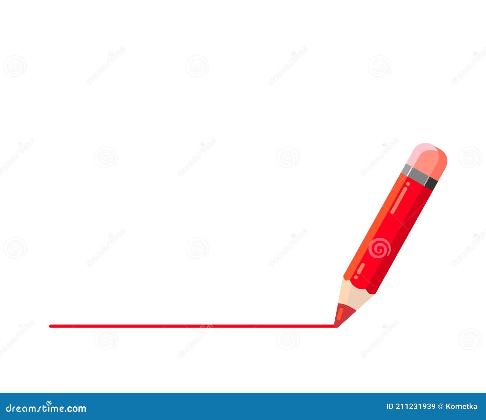 Red Pencil Draws A Line. Underline In Red On A White Background ...