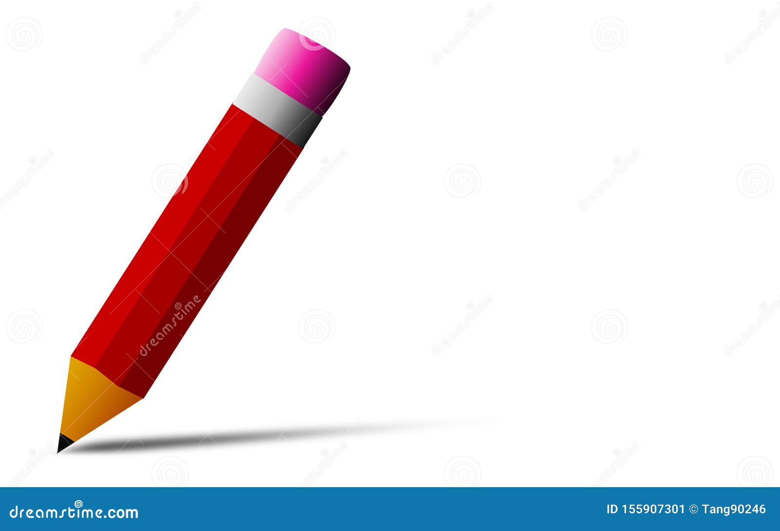 Red Pencil with Eraser Isolated Stock Illustration - Illustration of ...