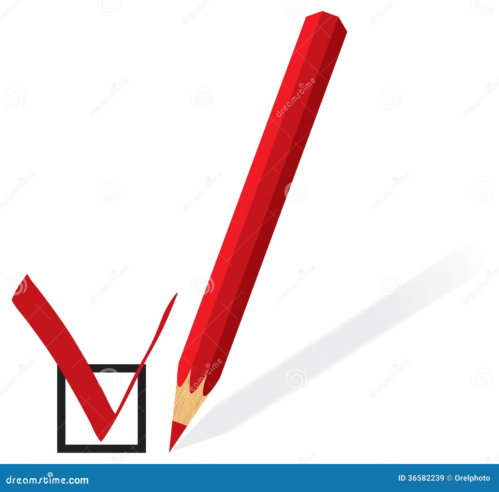 Red Pencil with Form for Voting Stock Illustration - Illustration of ...