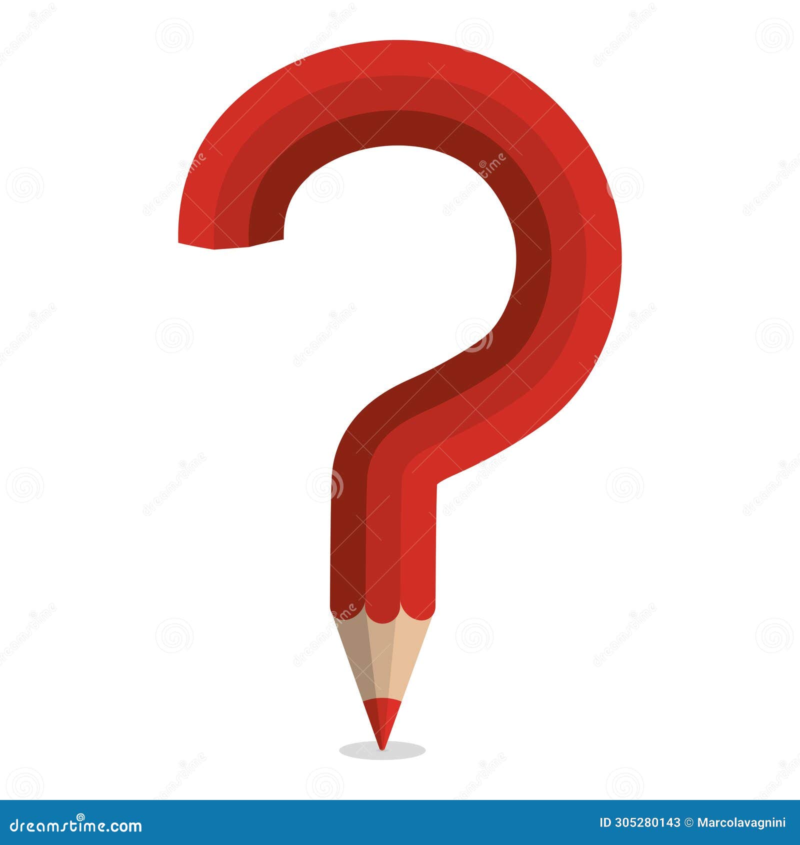 Red Pencil Forms a Question Mark, Representing Academic Curiosity and ...