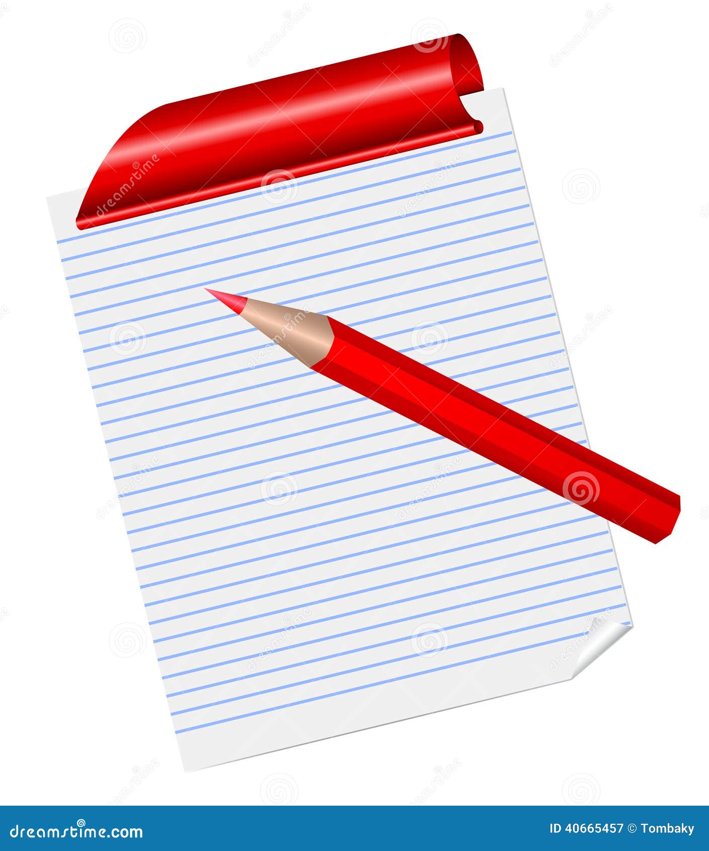 Red Pencil on Lined Page of Notepad Stock Vector - Illustration of ...