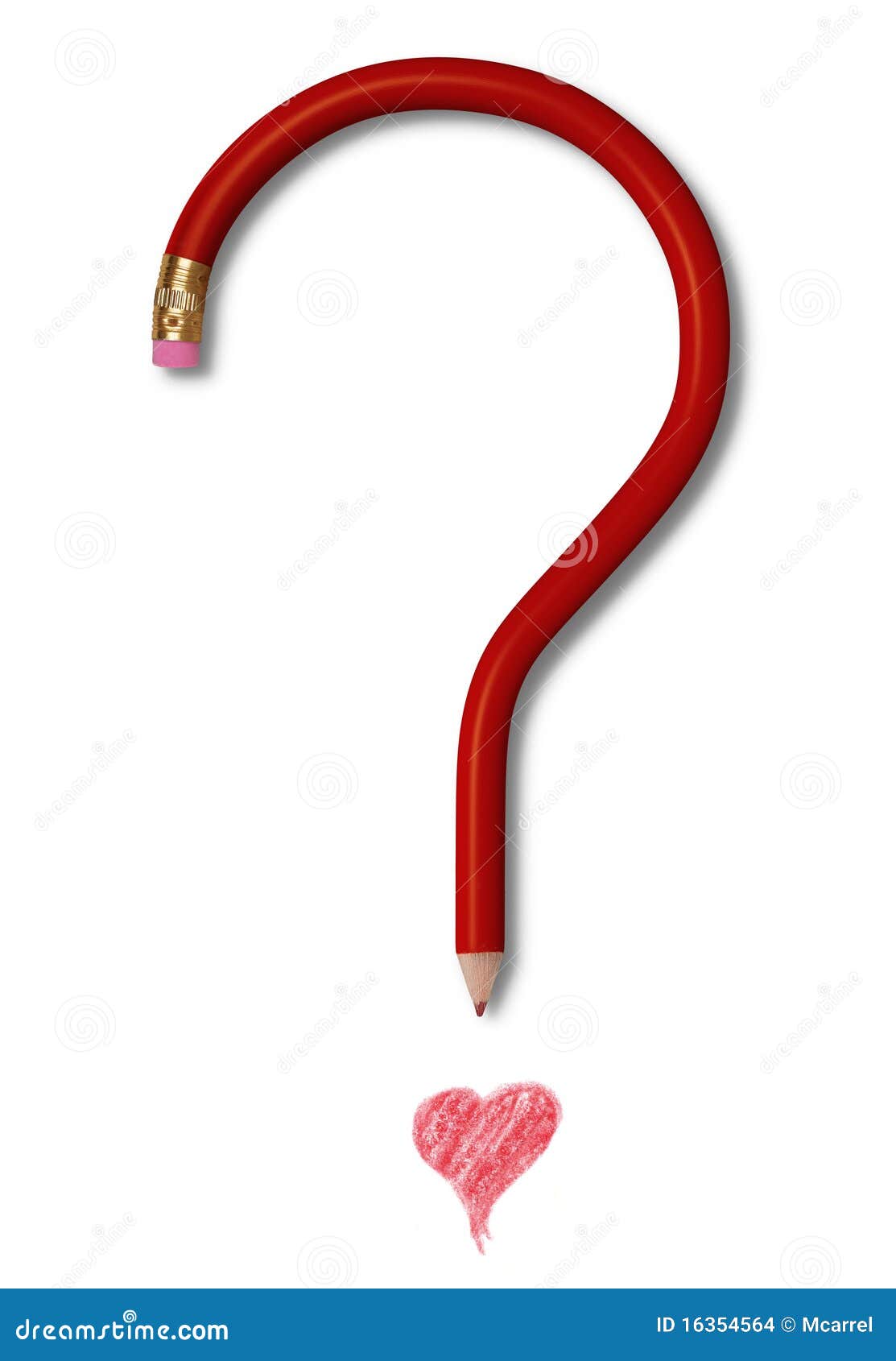 Red Pencil Love Question stock photo. Image of romance - 16354564