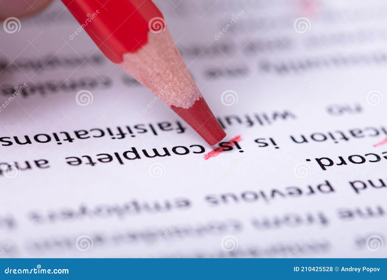Red Pencil Marking Error during Spellchecking Text Stock Photo - Image ...