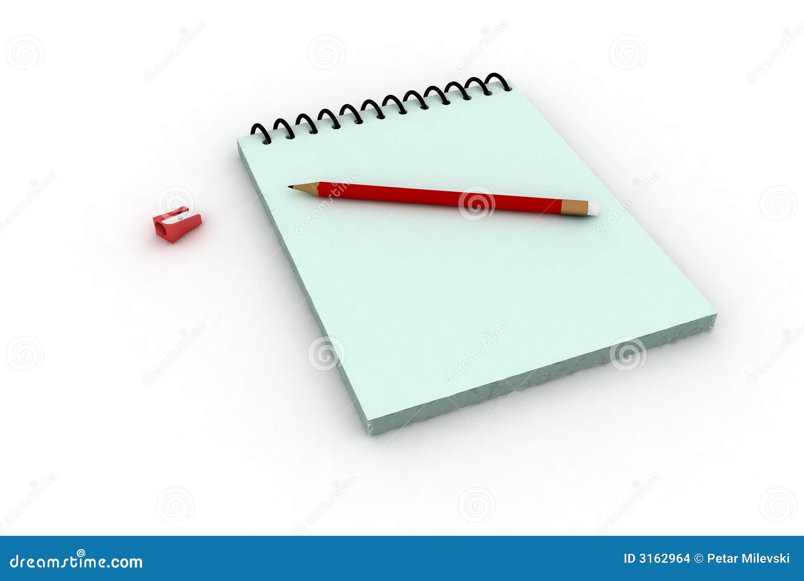 Red pencil on notepad stock photo. Image of green, note - 3162964