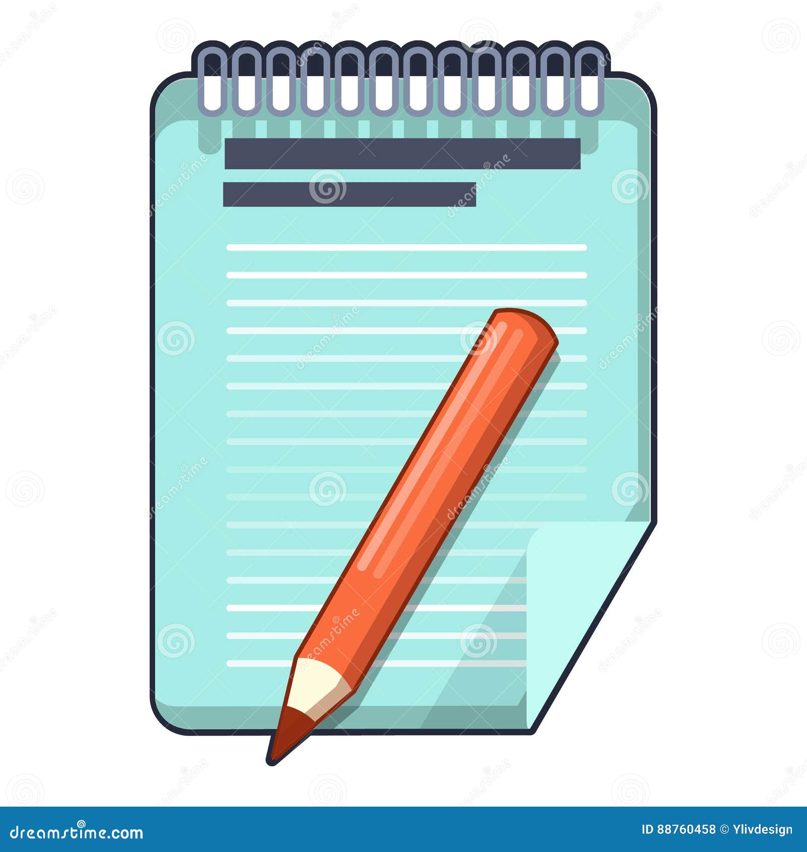 Pencil Notepad Icon In Comic Style. Document Write Vector Cartoon ...