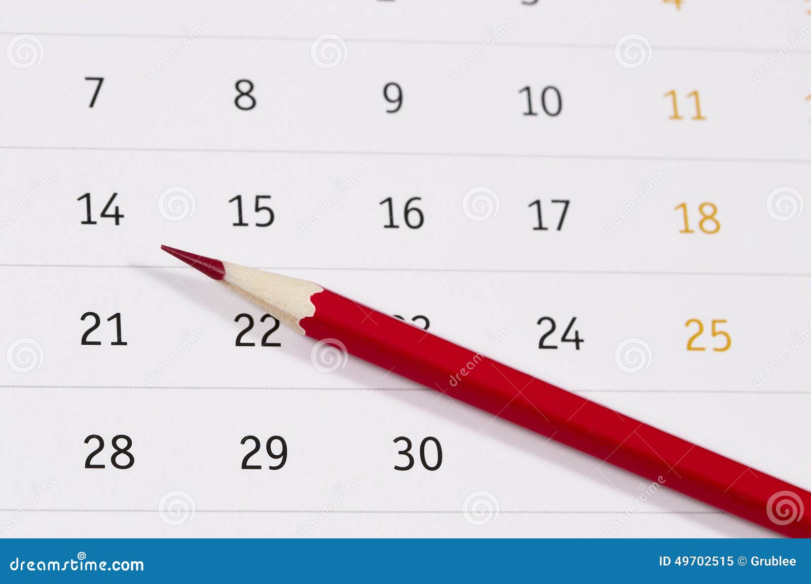 Red pencil over calendar stock image. Image of month - 49702515
