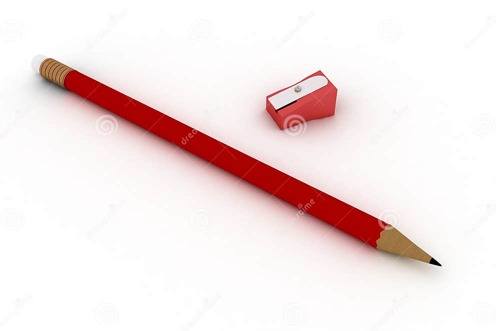 Red Pencil and Pencil Sharpene Stock Image - Image of supplies, school ...