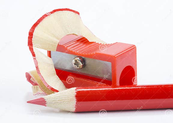 Red Pencil Pencil Sharpener Stock Image - Image of tools, color: 93115429