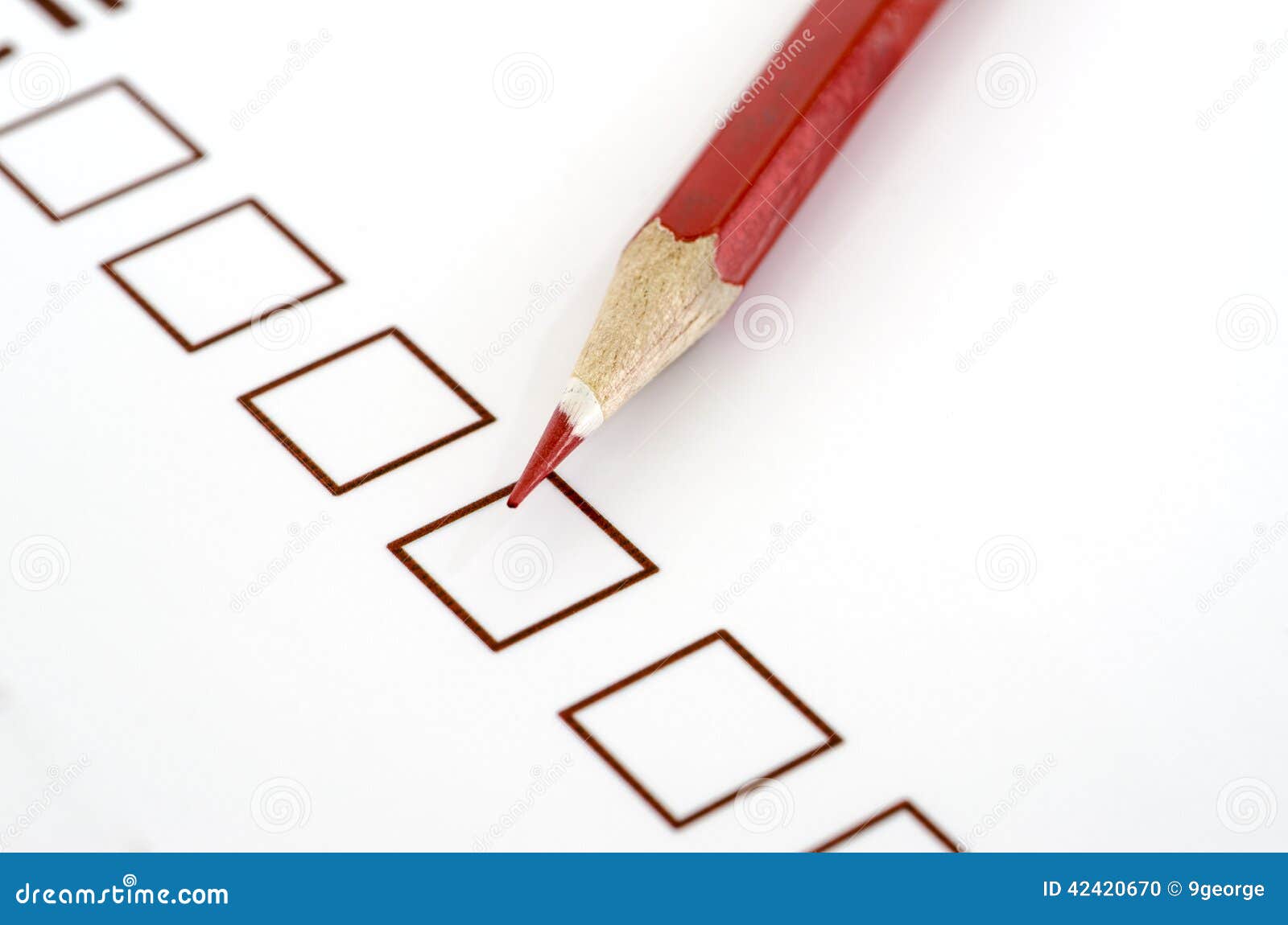 Red Pencil and Questionnaire on White Paper. Stock Photo - Image of ...