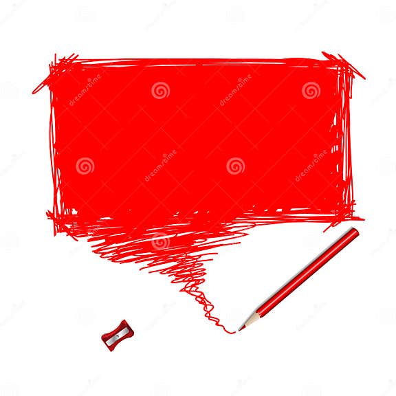 Red Pencil Scribble with Word Bubble Stock Vector - Illustration of ...