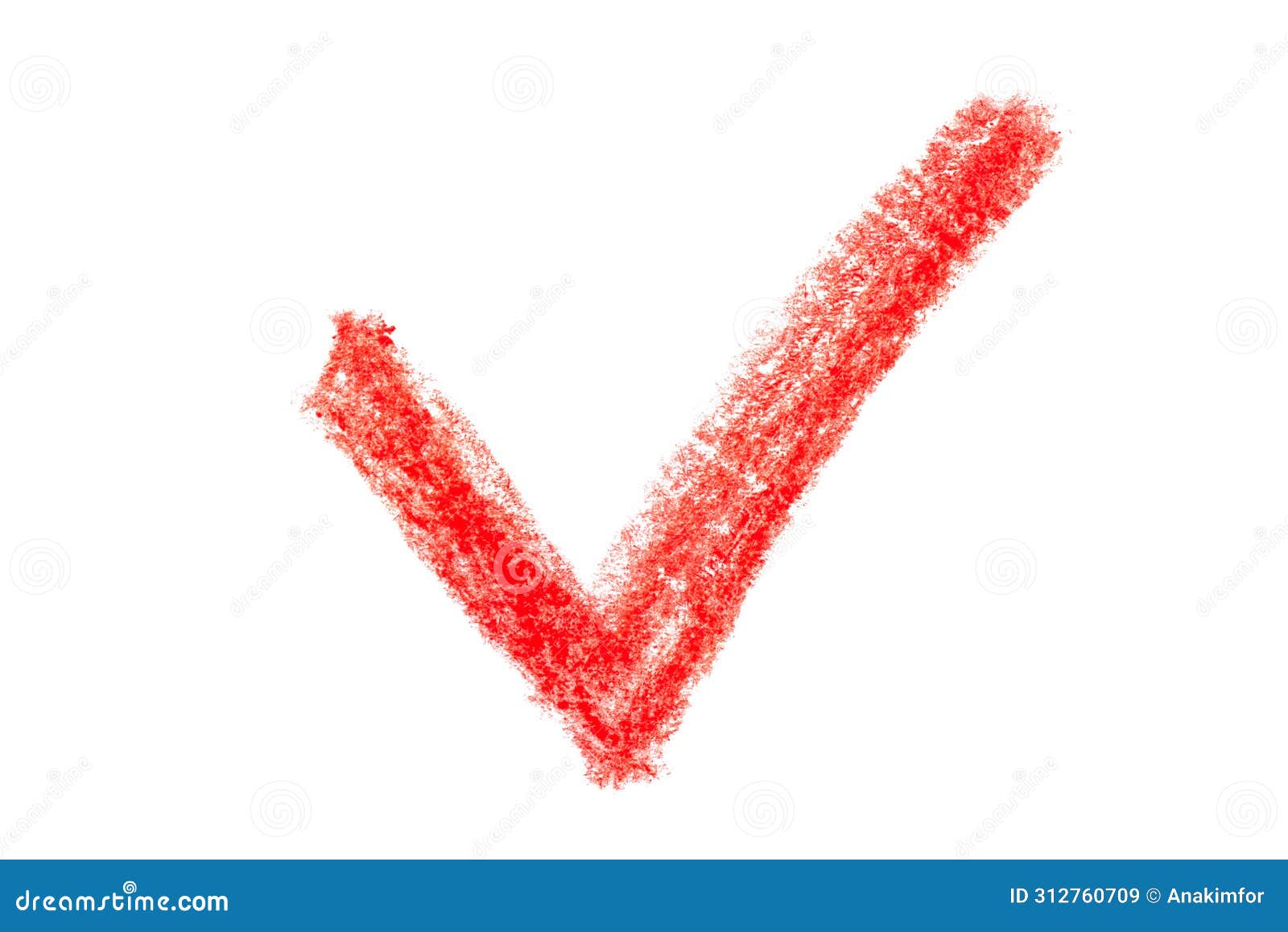 A Red Pencil Sketch of a Check Mark Symbol on a White Background. Stock ...