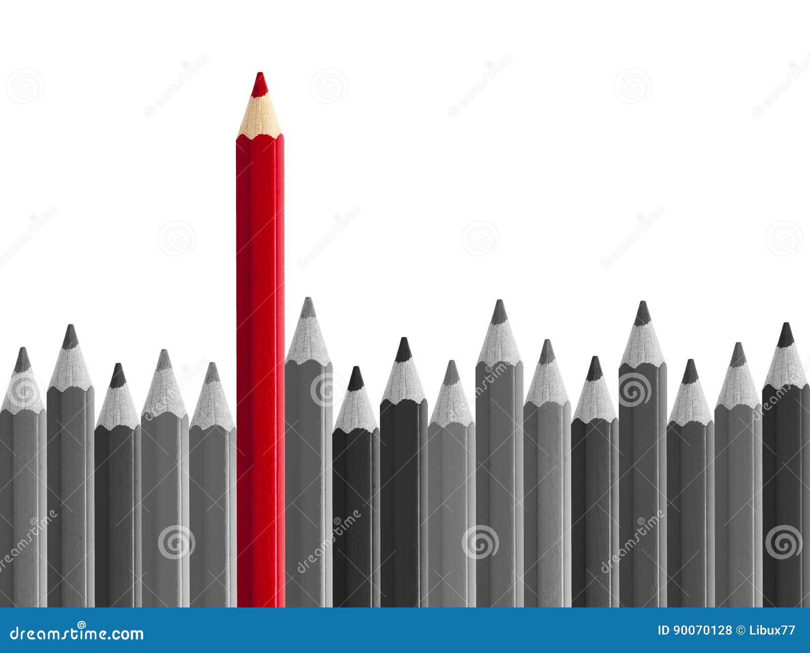Red Pencil Standing Out from Crowd Isolated Stock Photo - Image of ...
