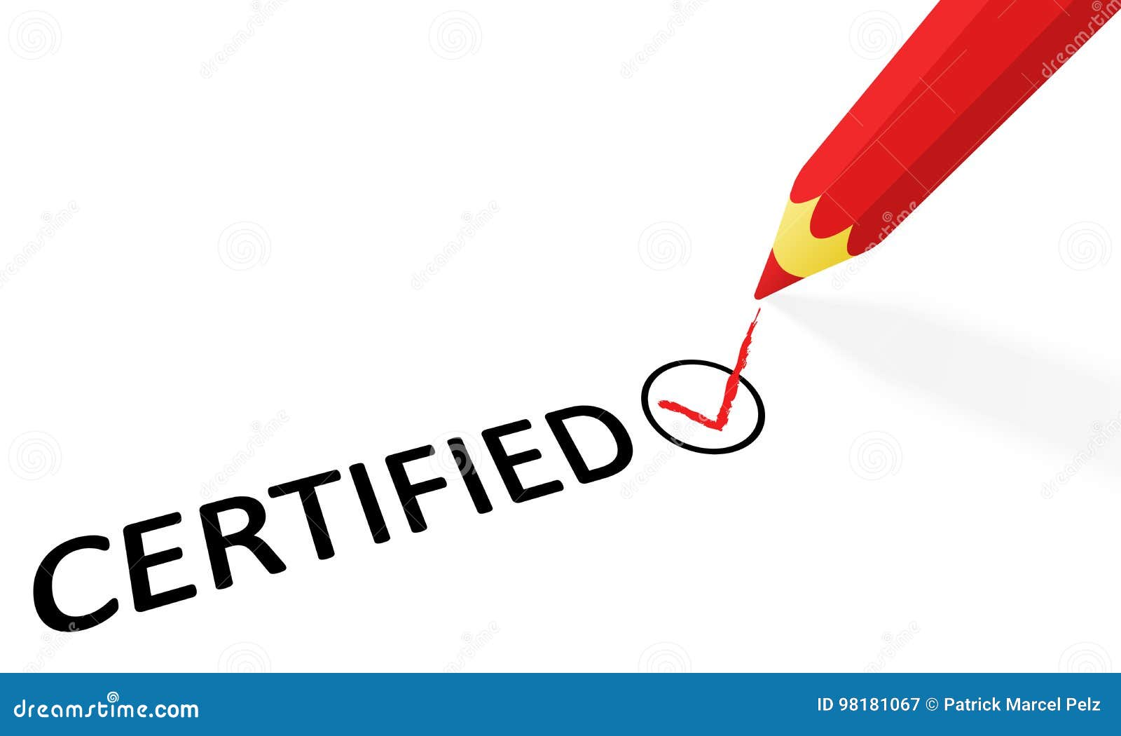 Red Pencil and Text Certified Stock Vector - Illustration of control ...