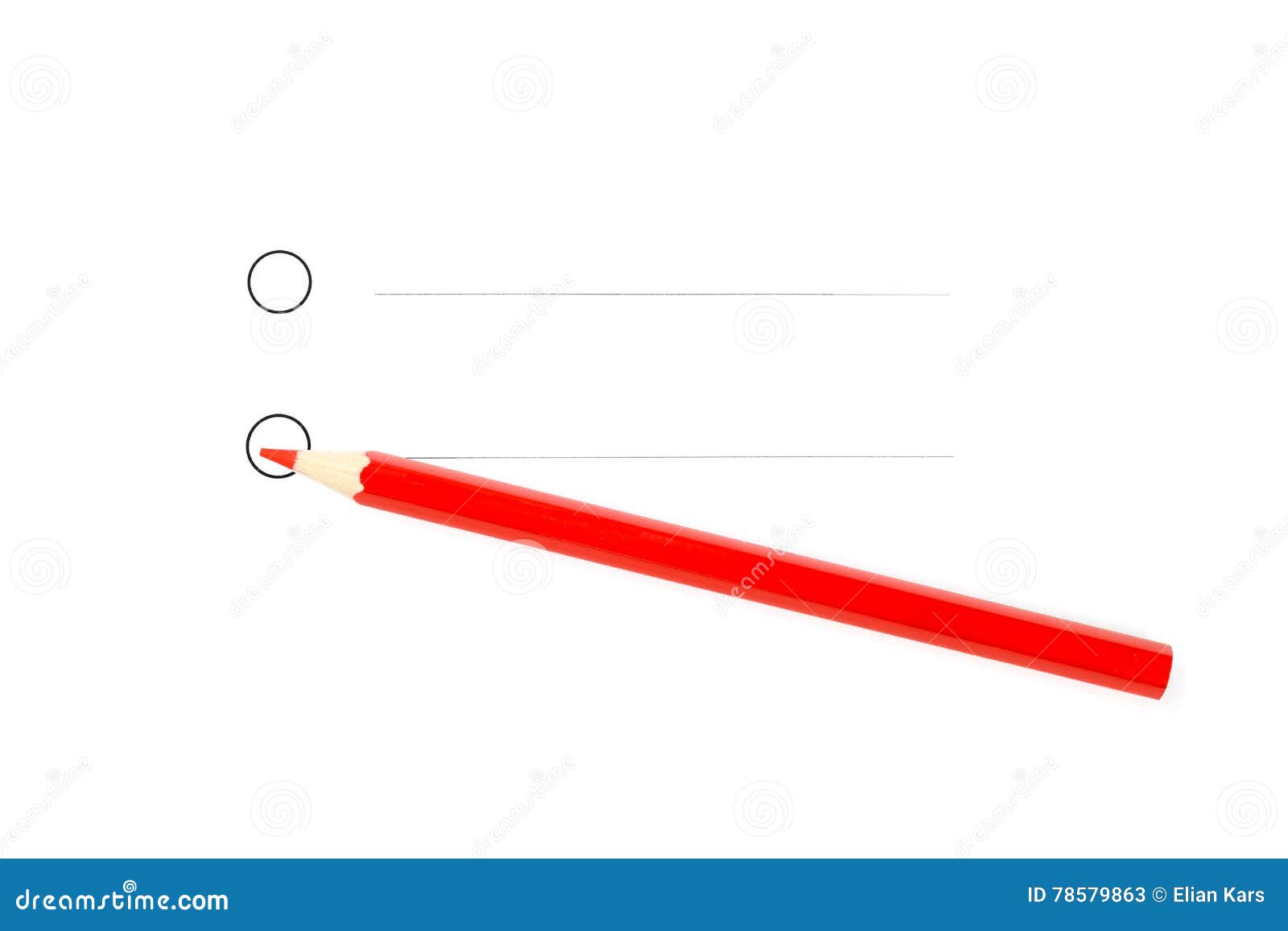 Red Pencil with Two Unticked Round Checkboxes Stock Image - Image of ...