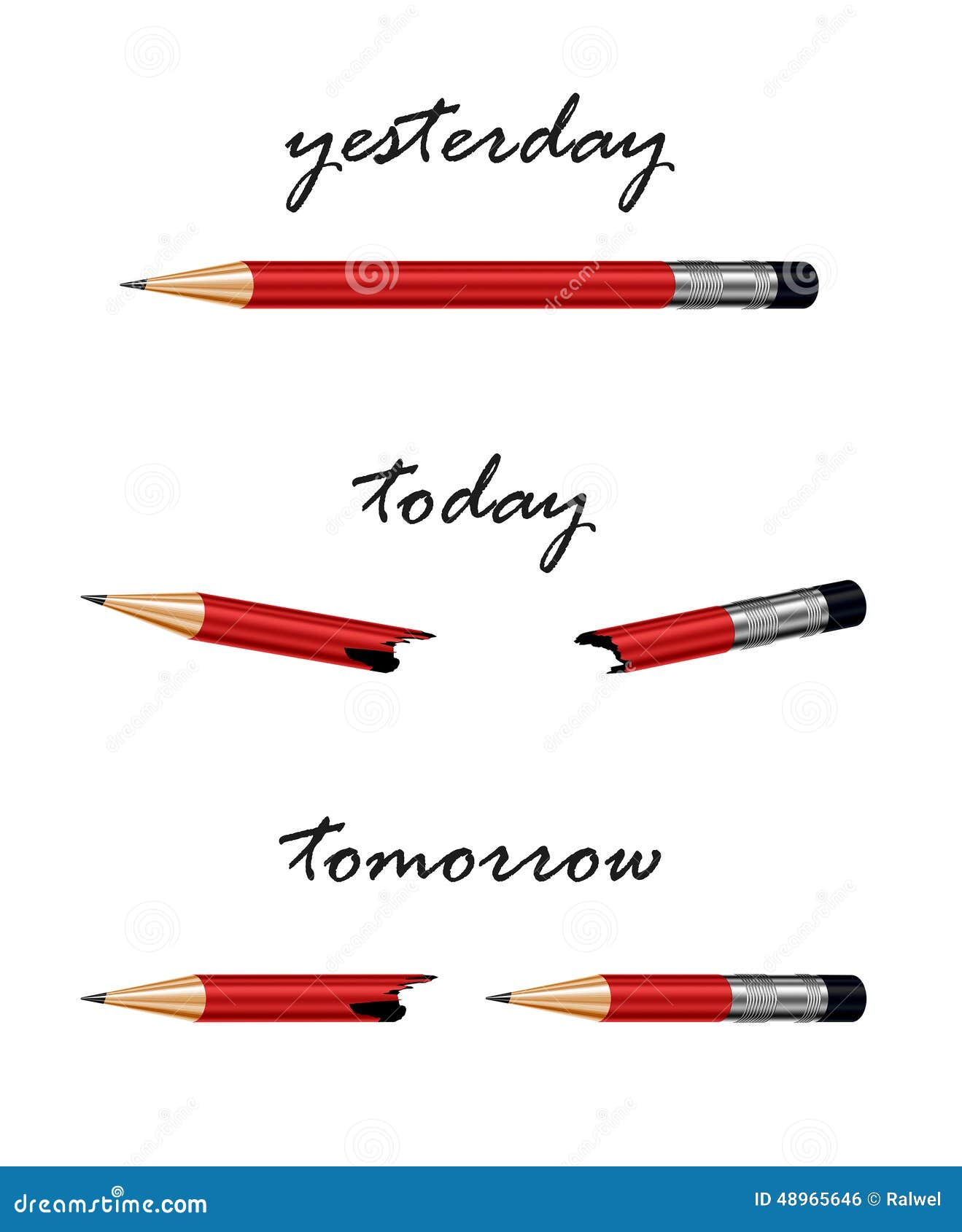 Red Pencil with Words Tomorrow, Today and Yesterday. Stock Illustration ... Red Pencil with Words Tomorrow, Today and Yesterday. Stock Illustration ...