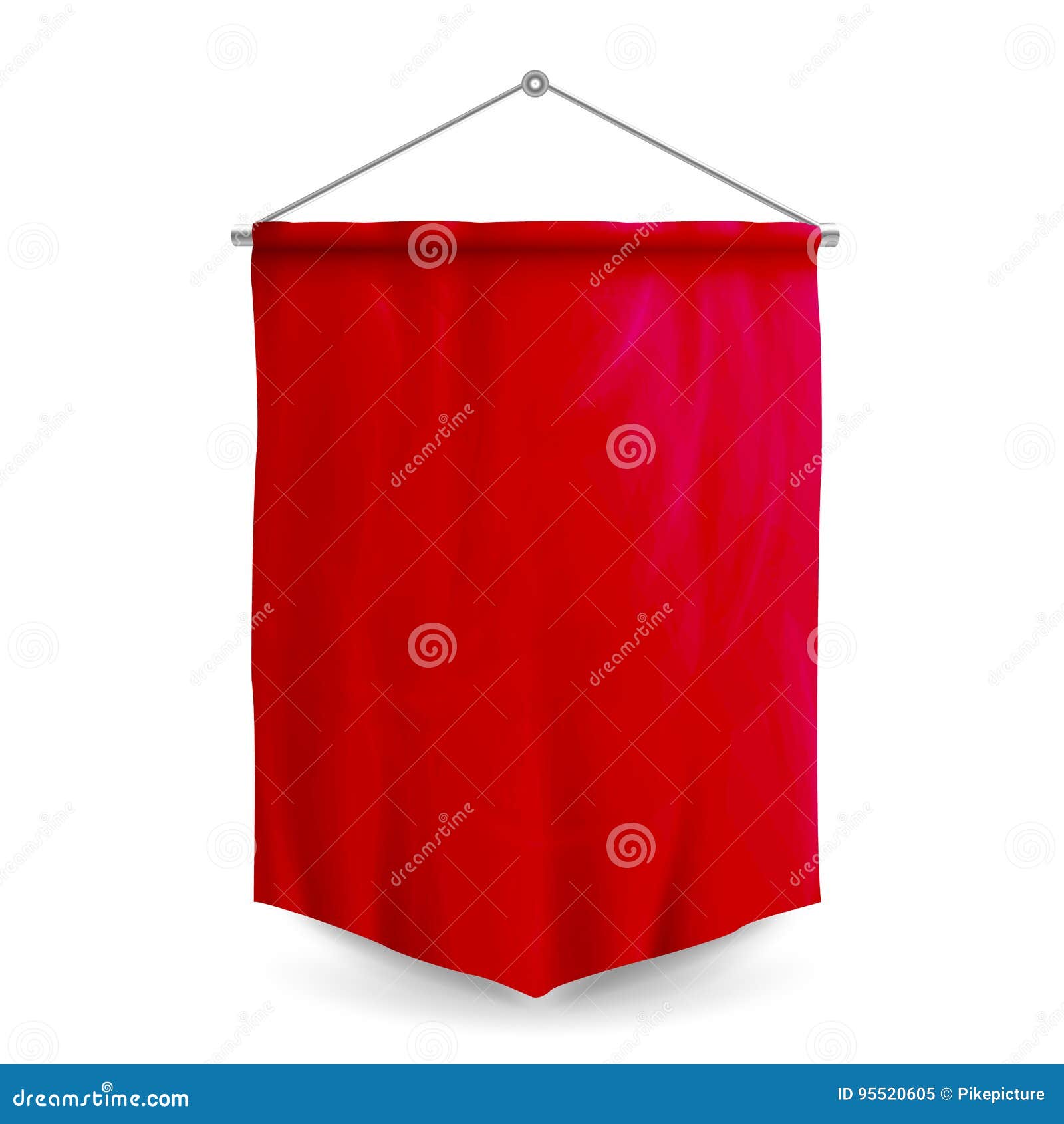 Red Pennant Template Vector. Empty 3D Pennant Blank. Realistic ...