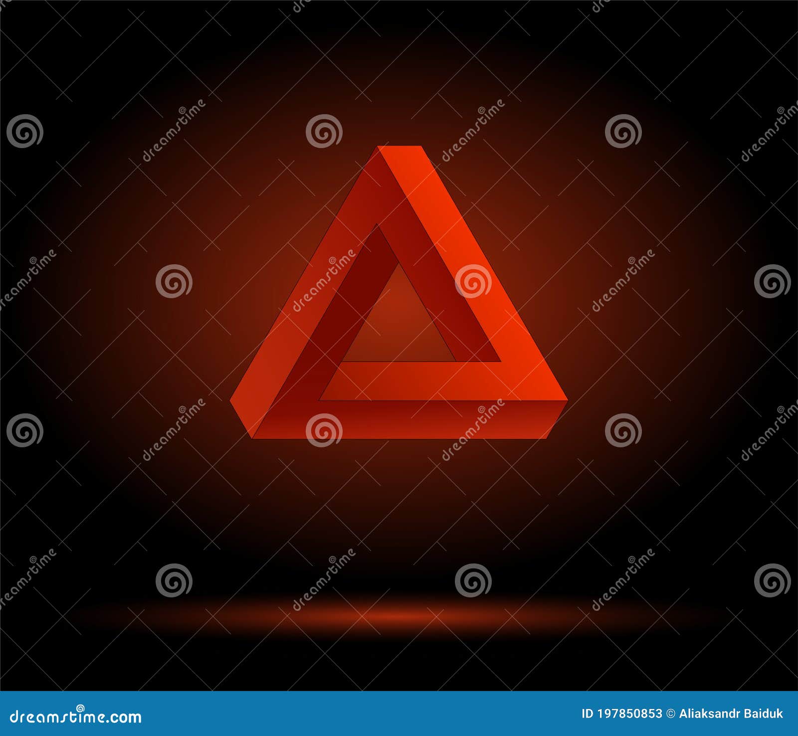 Red Penrose Triangle on a Black Background, Impossible Figure Stock ...