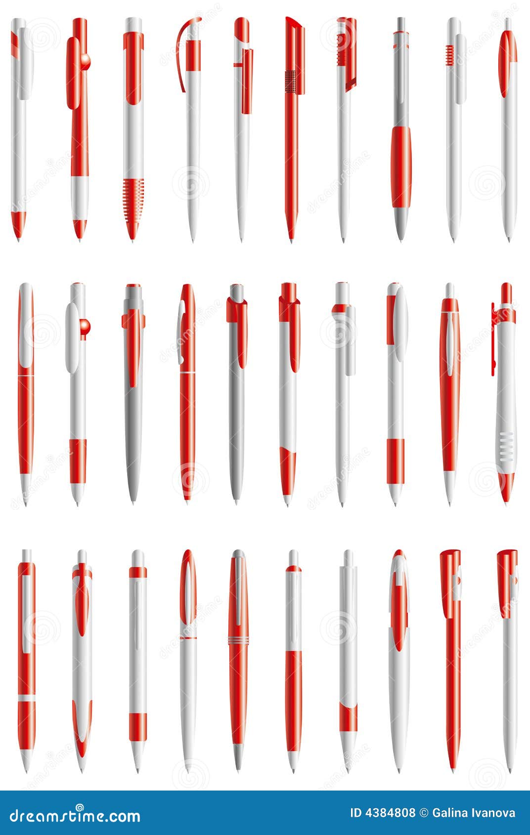 Red pens stock vector. Illustration of instrument, correspondence - 4384808