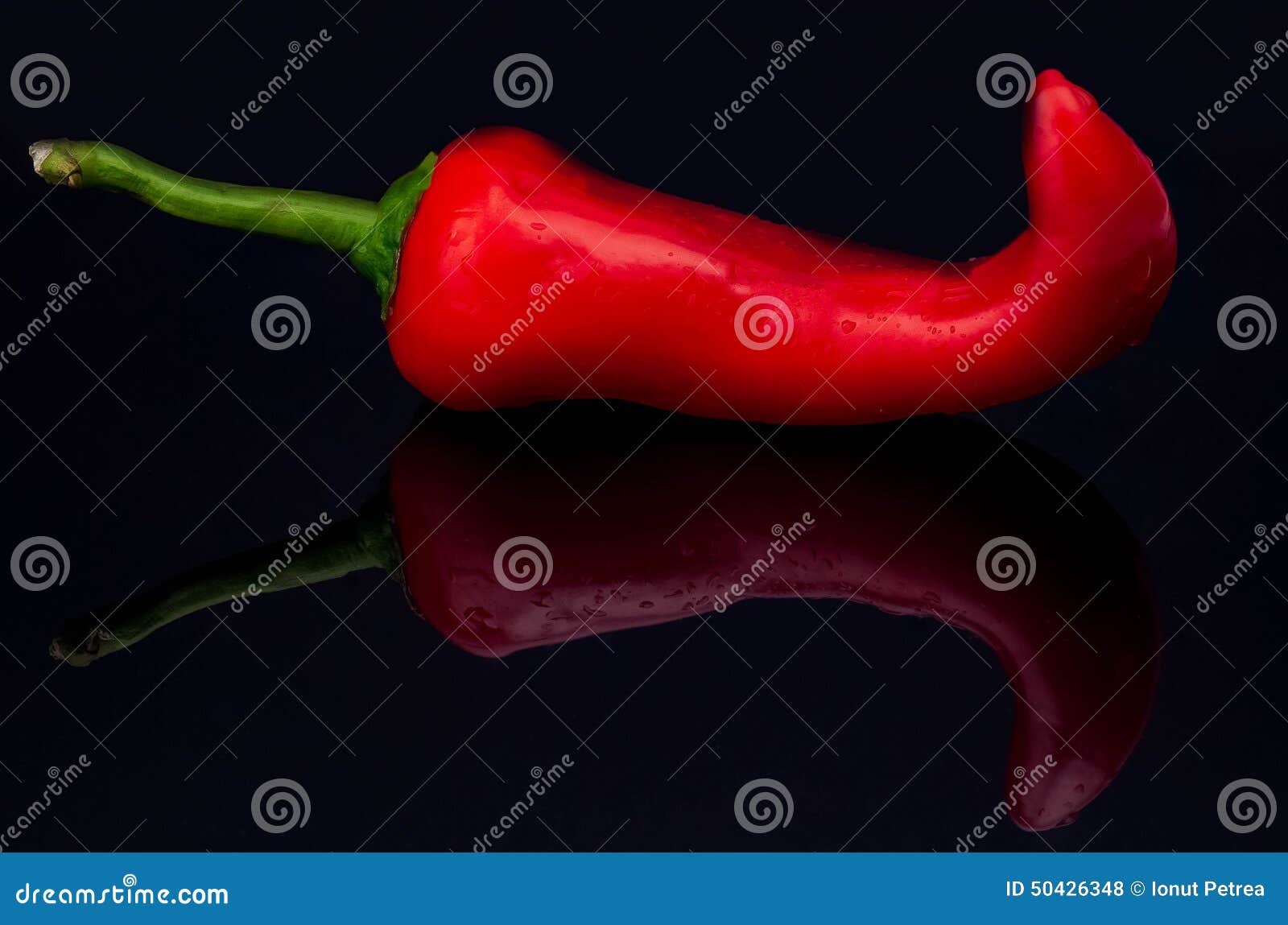 Red Pepper on Black Background Stock Photo - Image of diet, ingredient ...