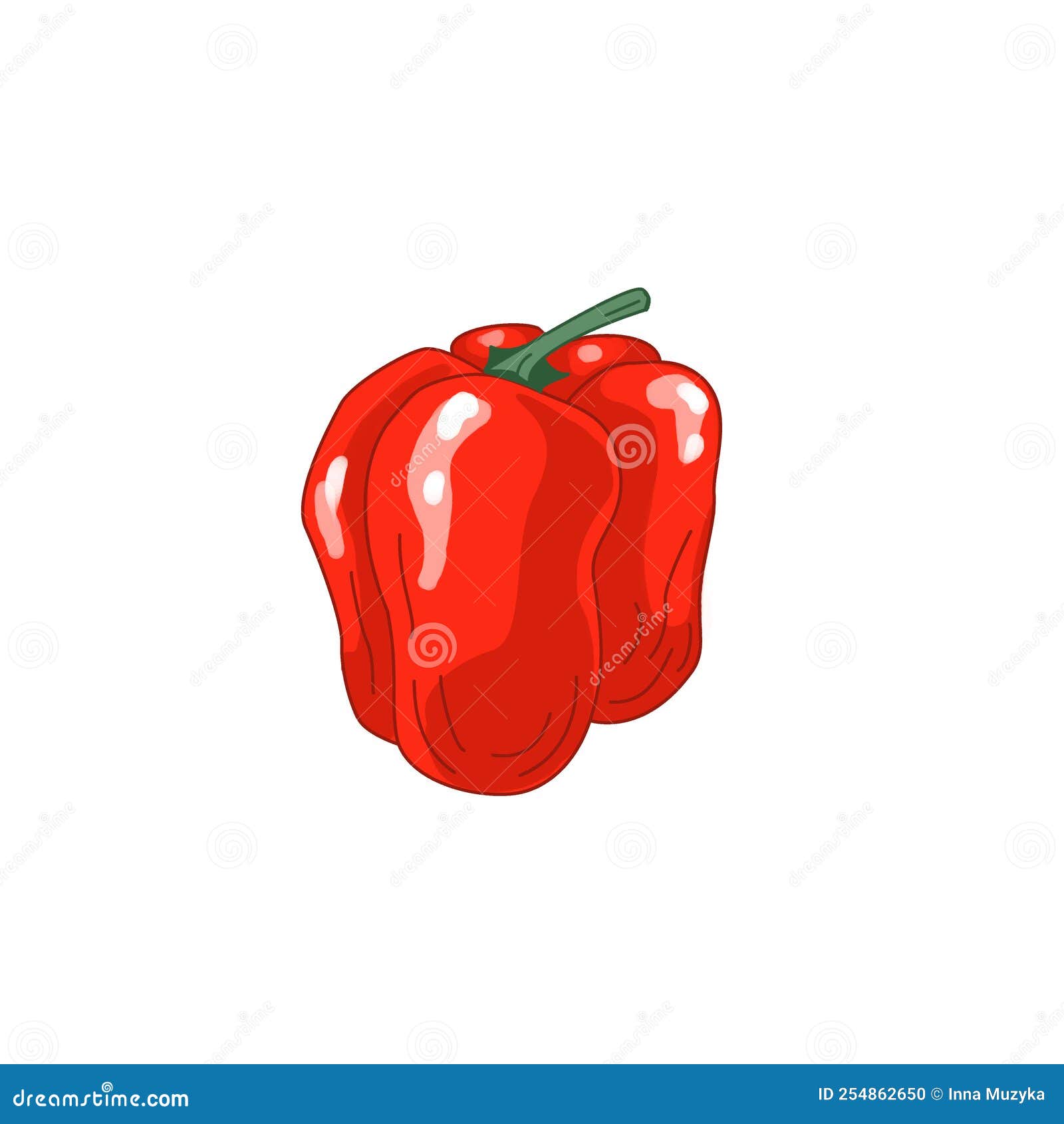 Red pepper in cartoon stock vector. Illustration of menu - 254862650