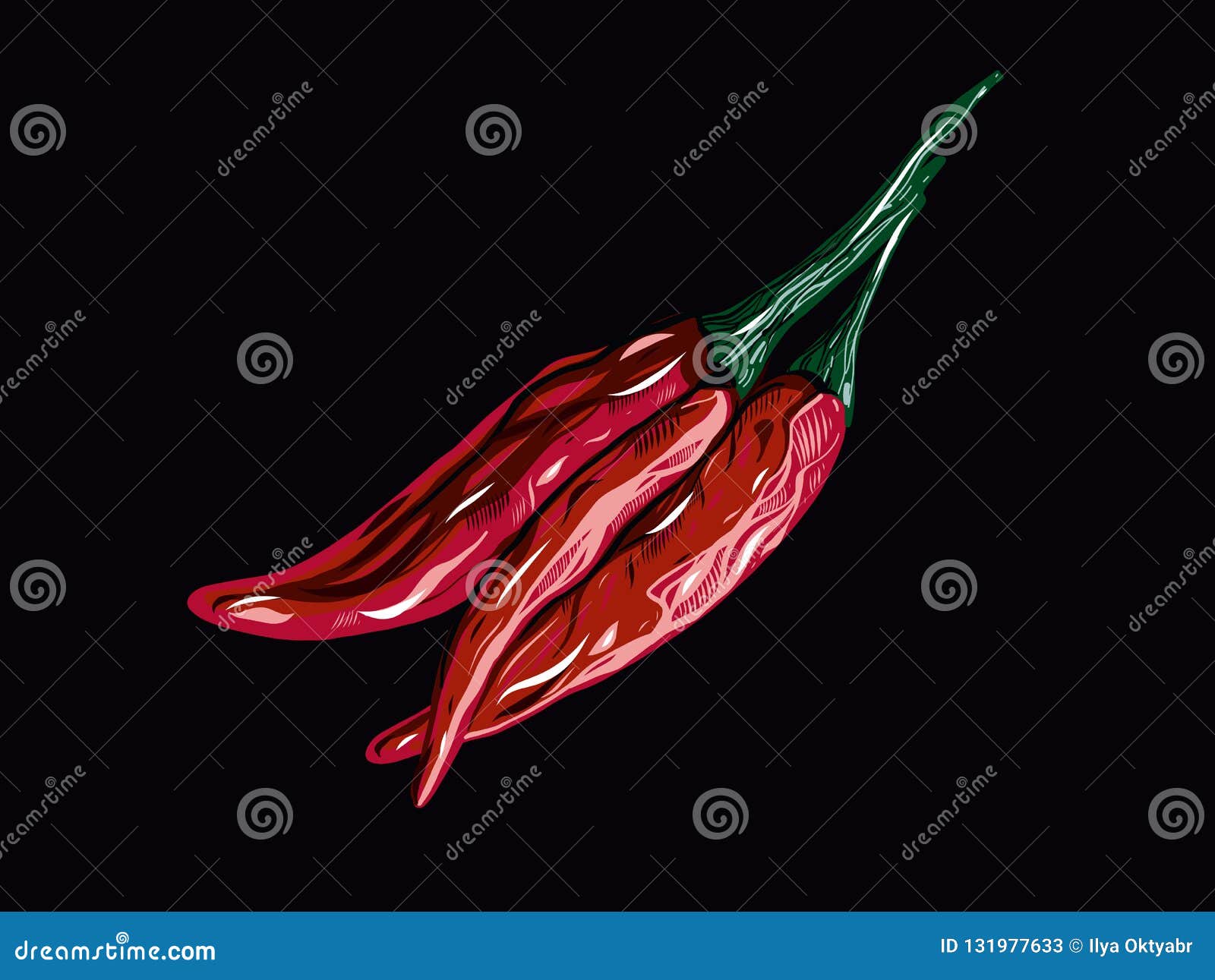 Red Pepper Chilli Vector Illustration Stock Illustration - Illustration ...