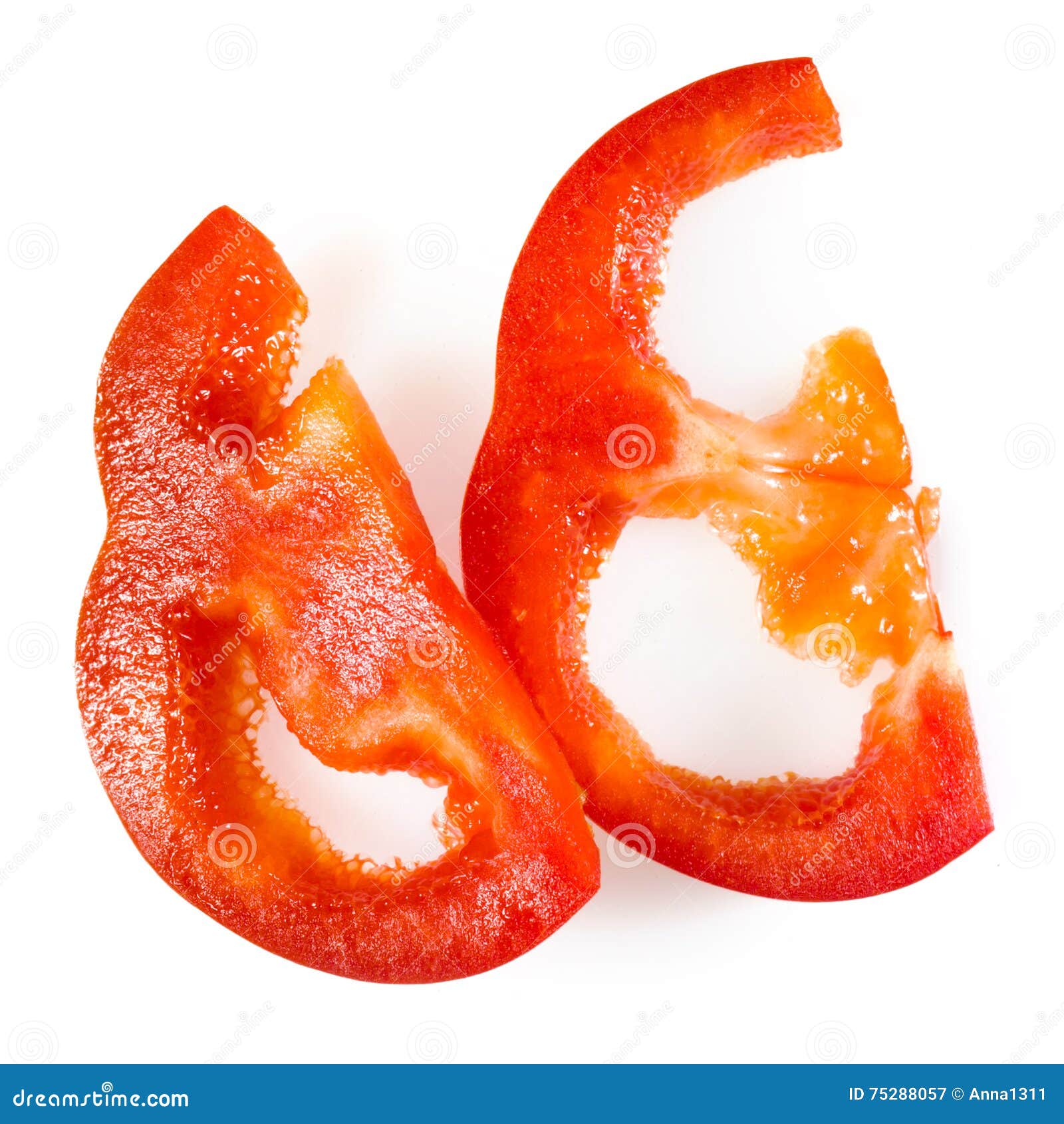 Red Pepper. Fresh Paprika Slices Isolated on White Stock Image - Image ...
