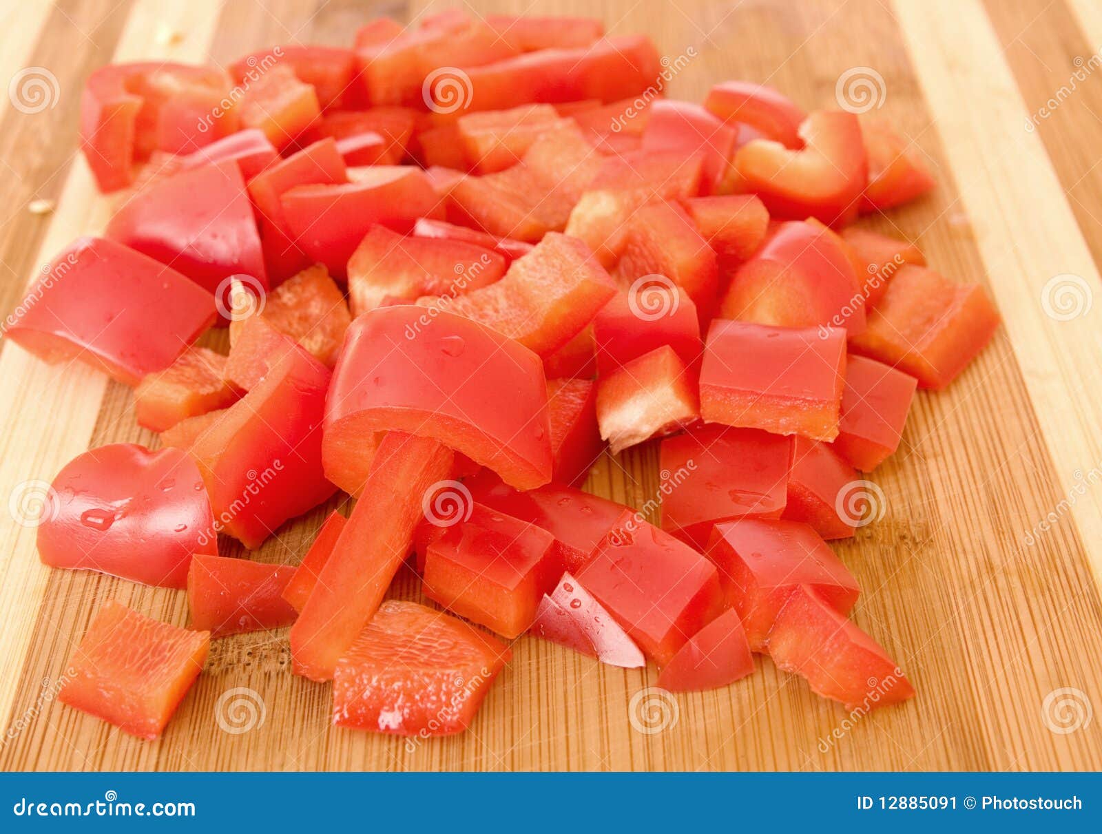 Red Pepper, Fresh and Sliced on Chopping Board Stock Image - Image of ...
