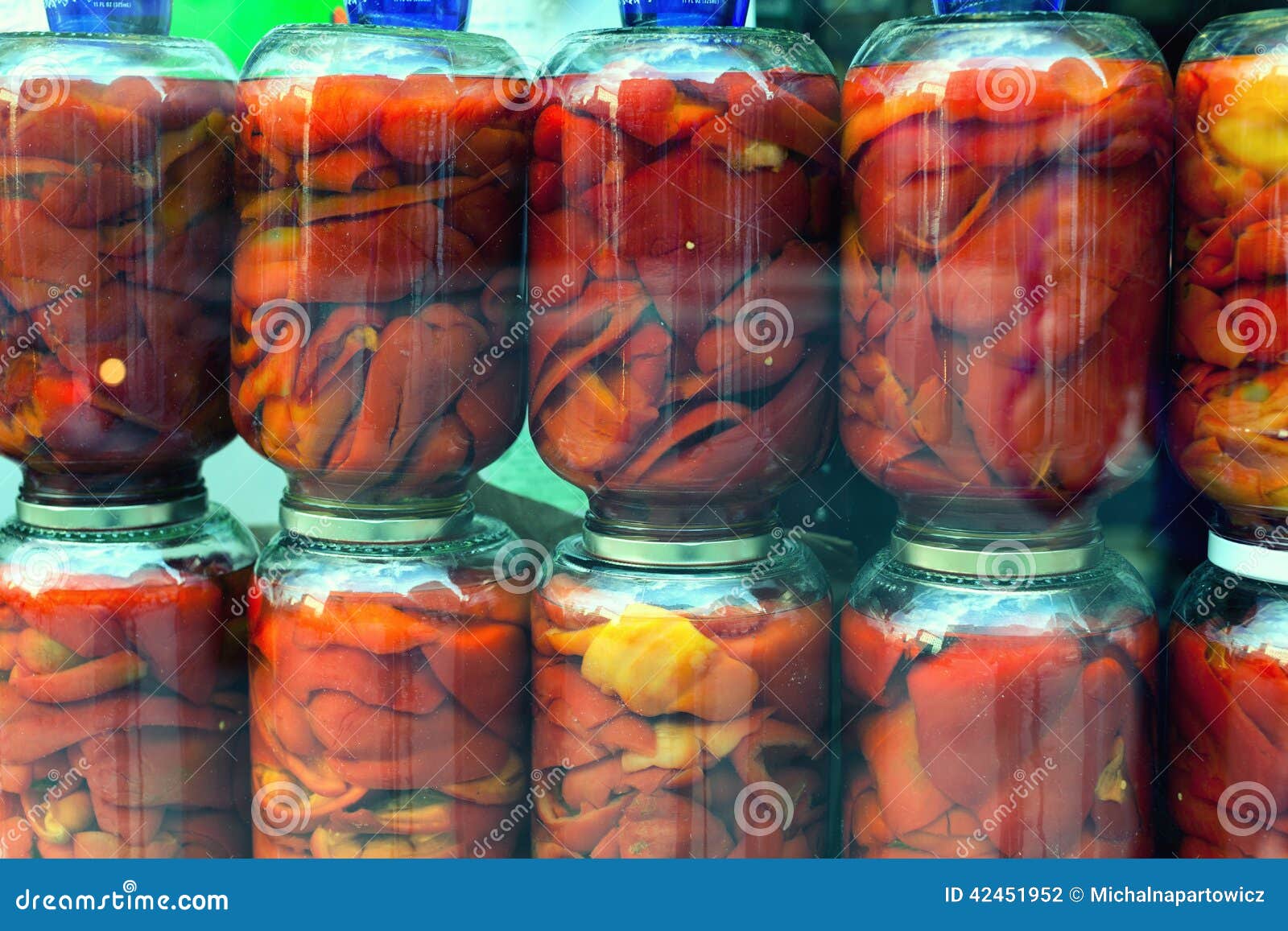 Red Pepper in the Glass Jar. Stock Photo - Image of marinara ...