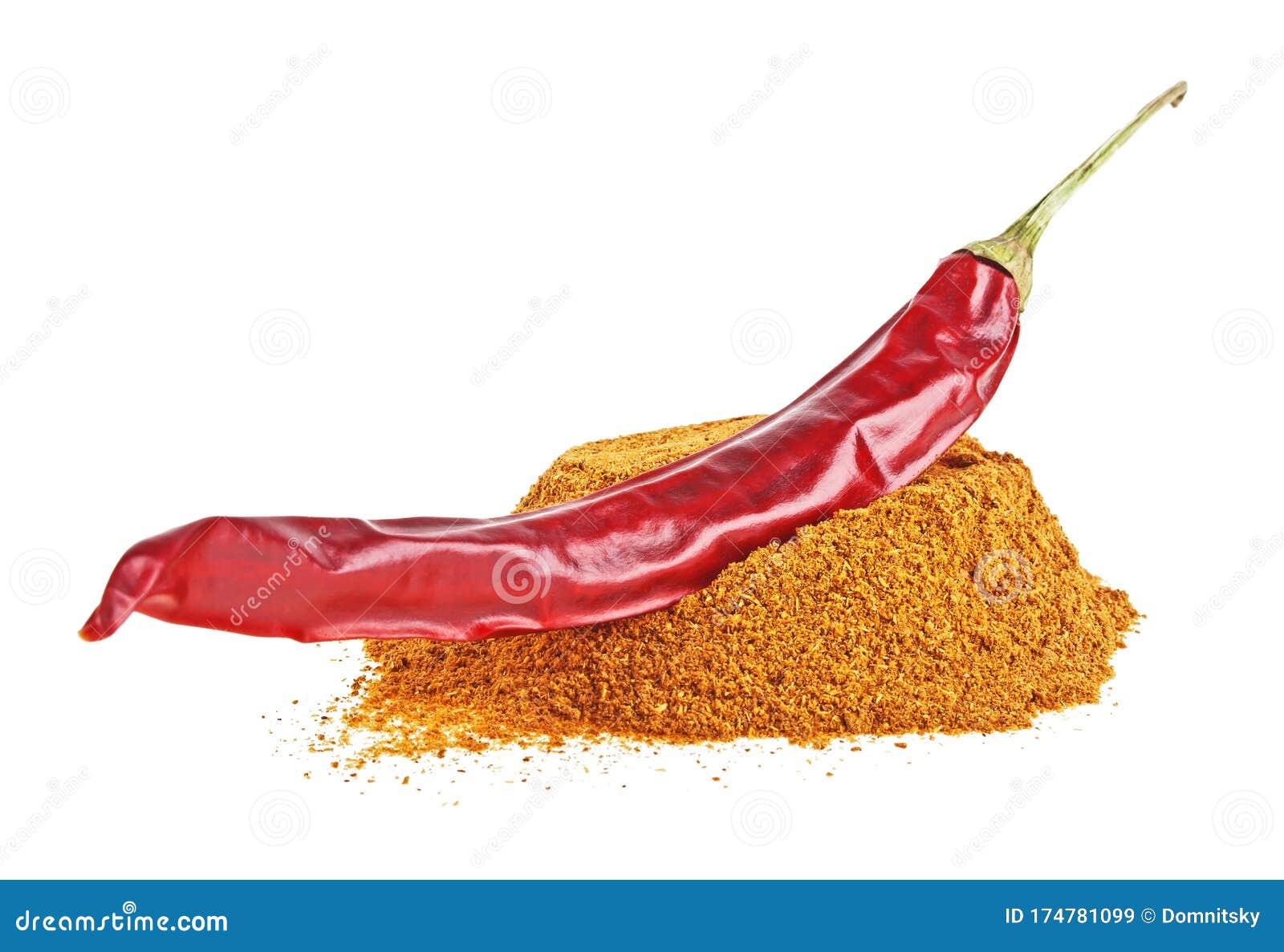 Red Pepper with Its Powder on White Background Stock Image - Image of ...