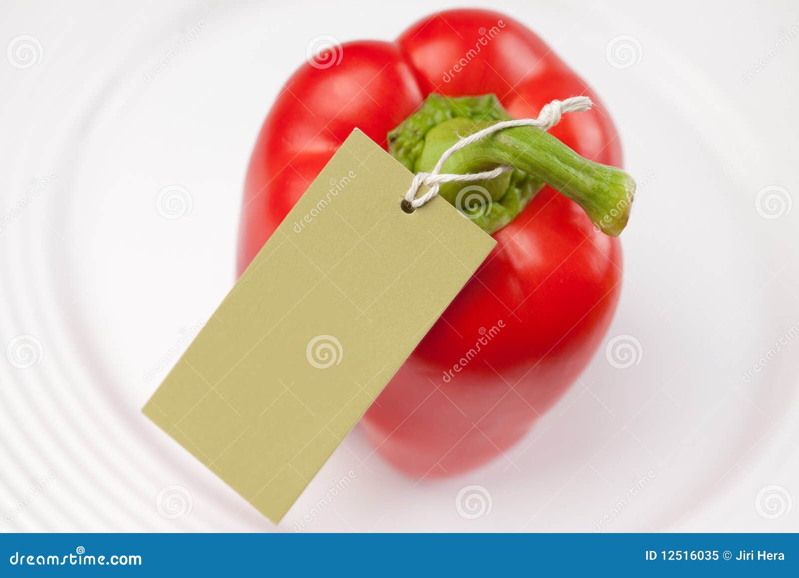 Red pepper with label stock image. Image of closeup, health - 12516035