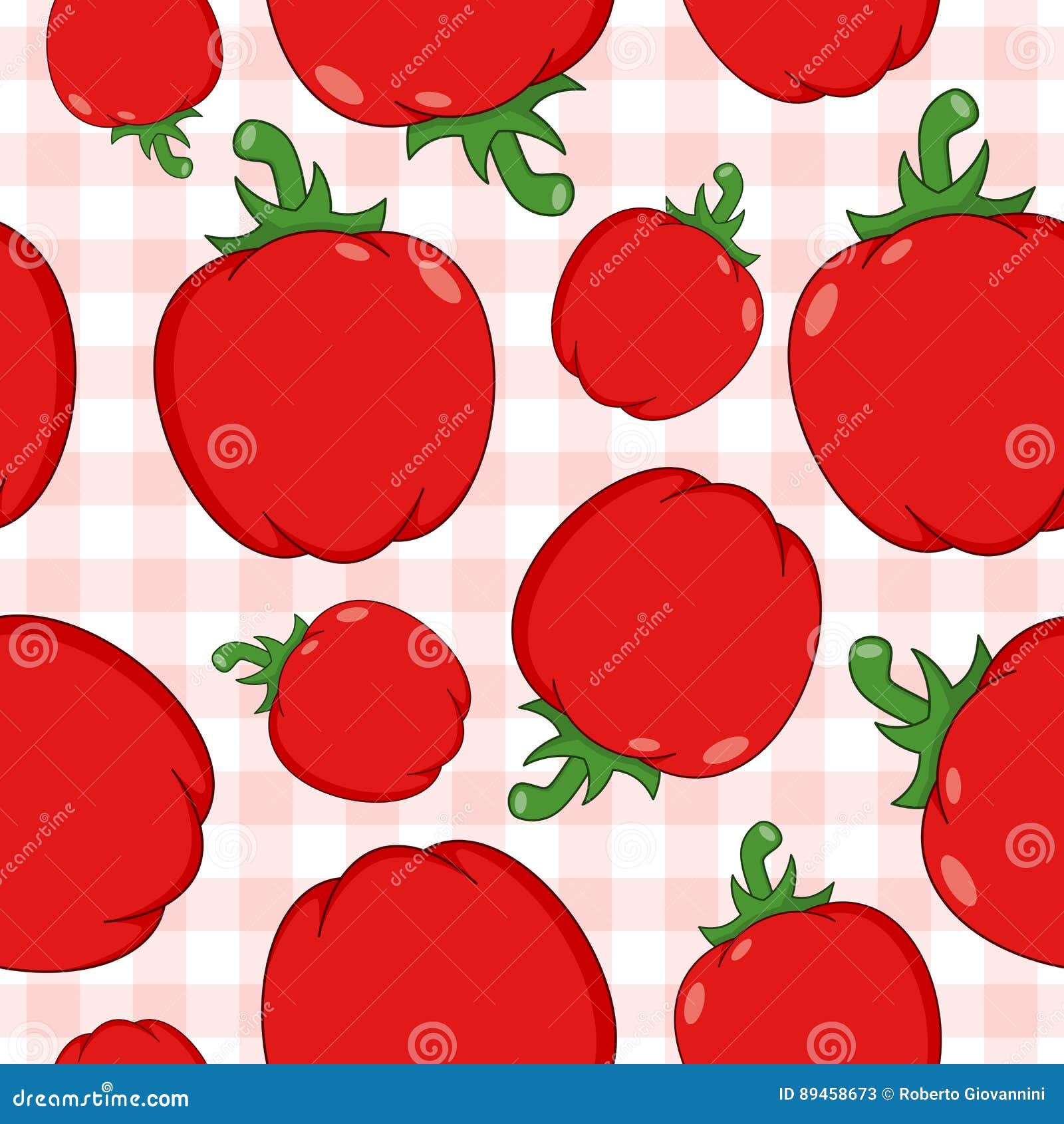 Red Pepper Seamless Pattern on Tablecloth Stock Vector - Illustration ...