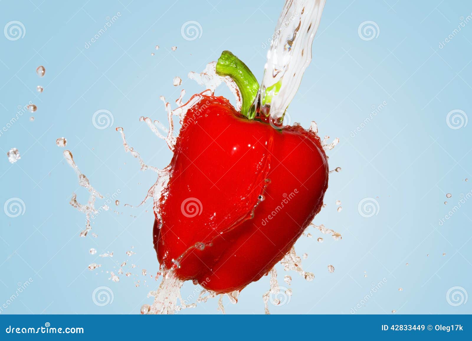 Red Pepper Splash on Blue Background Stock Image - Image of healthy ...