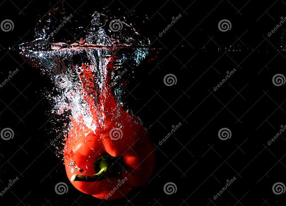 Red pepper splash stock photo. Image of vegetables, splash - 31413674