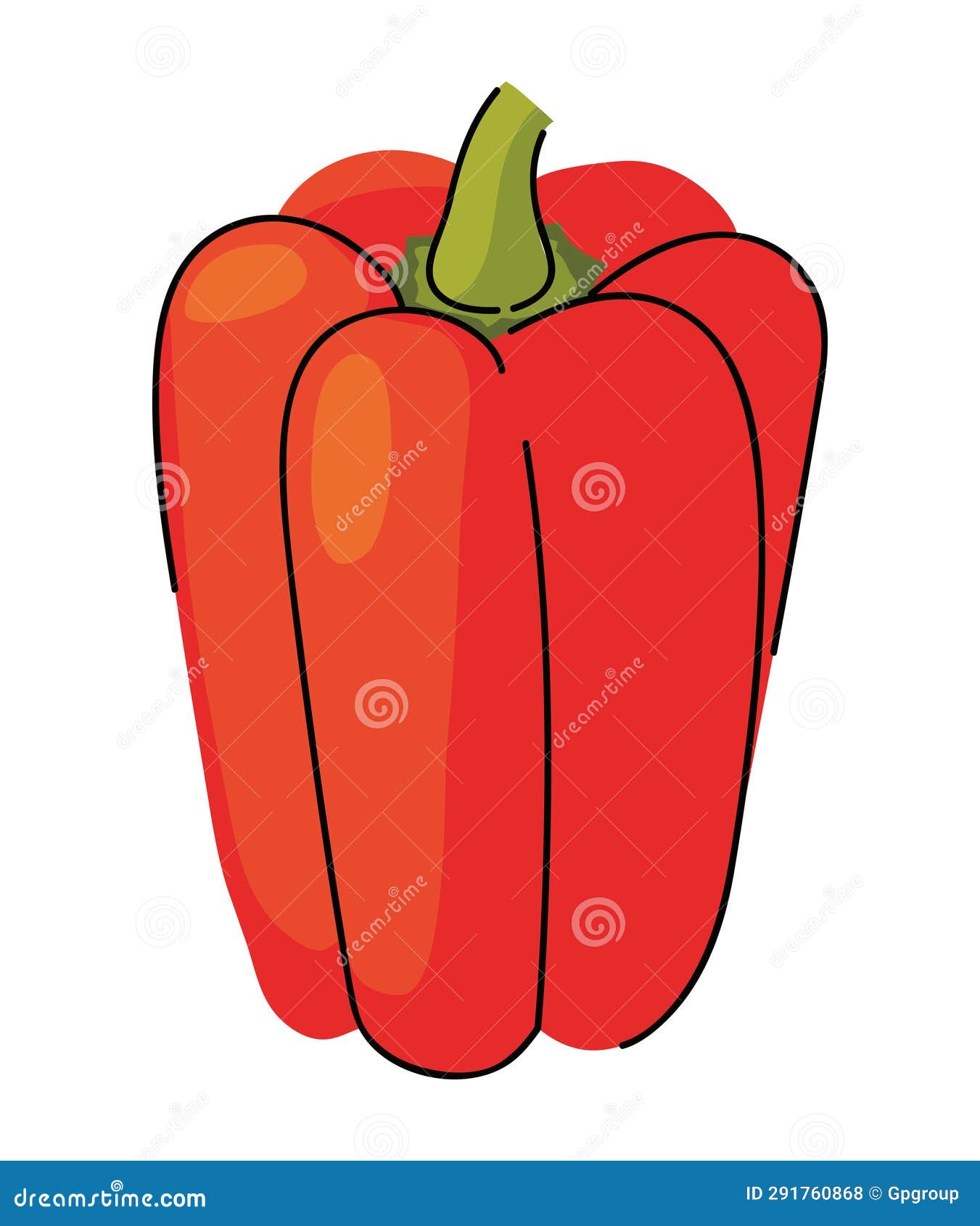 Red pepper with stem stock illustration. Illustration of ingredient ...