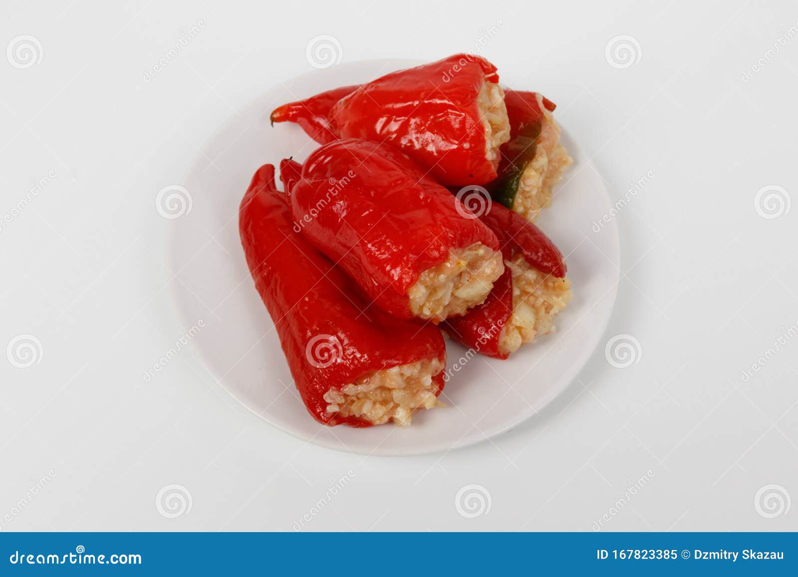 Red Pepper Stuffed with Meat and Rice Stock Image - Image of onion ...