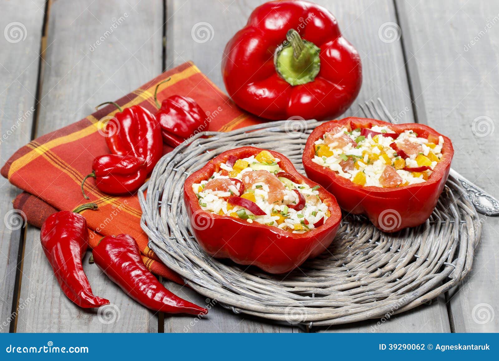 Red Pepper Stuffed with Rice and Vegetables Stock Photo - Image of ...