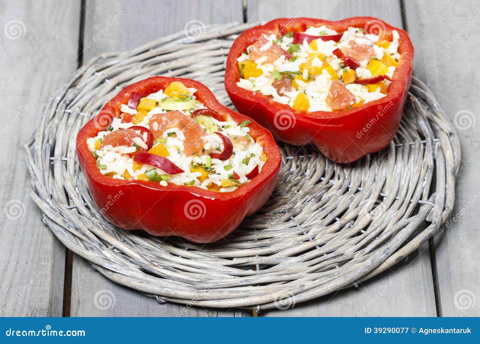 Red Pepper Stuffed with Rice and Vegetables Stock Image - Image of ...