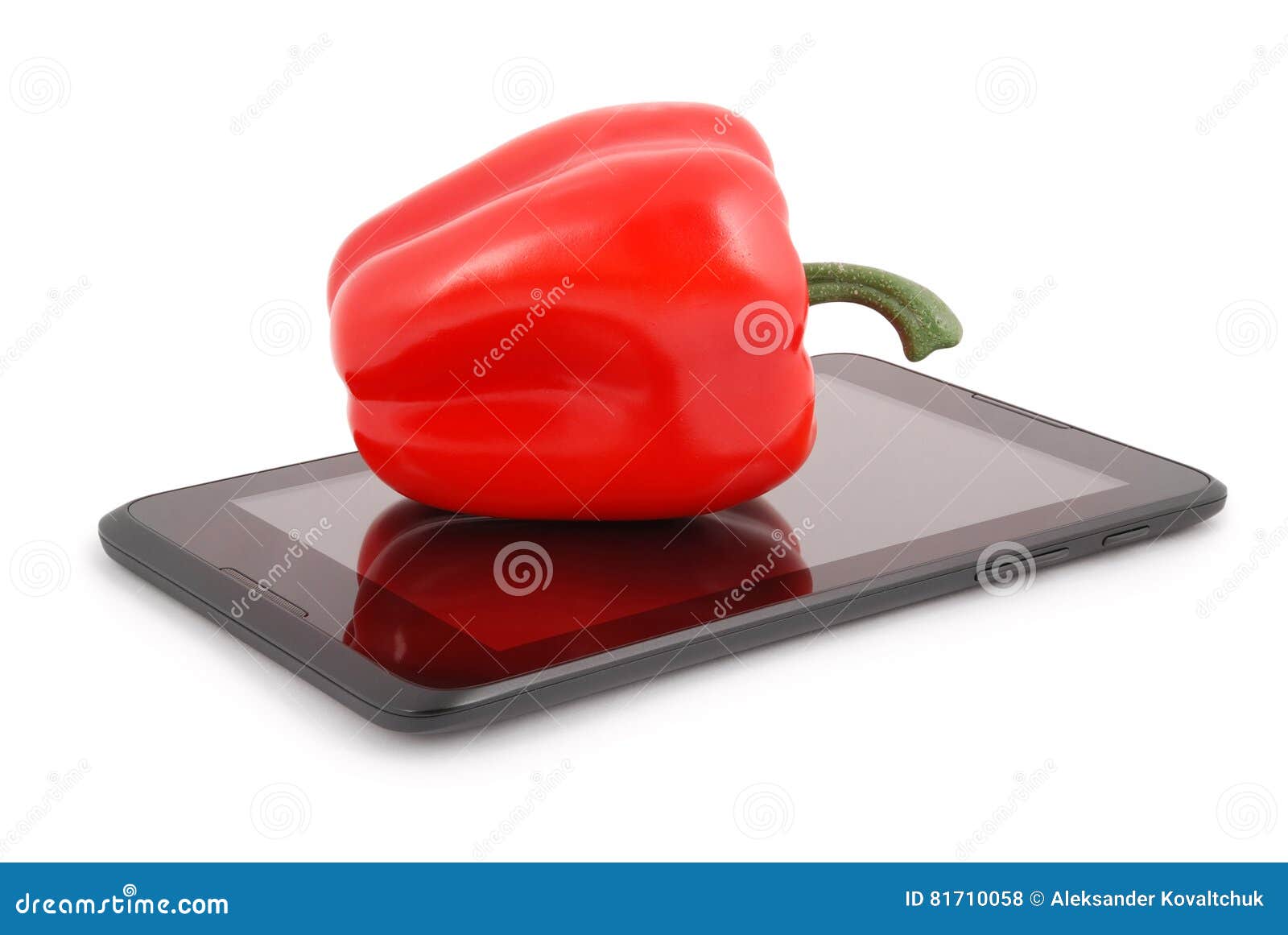 Red Pepper on a Tablet PC Clipping Path Stock Photo - Image of healthy ...