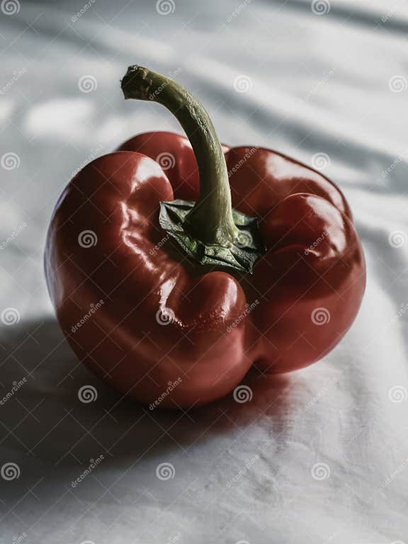 A Red Pepper on a White Table with No Other Objects, AI Stock Photo ...