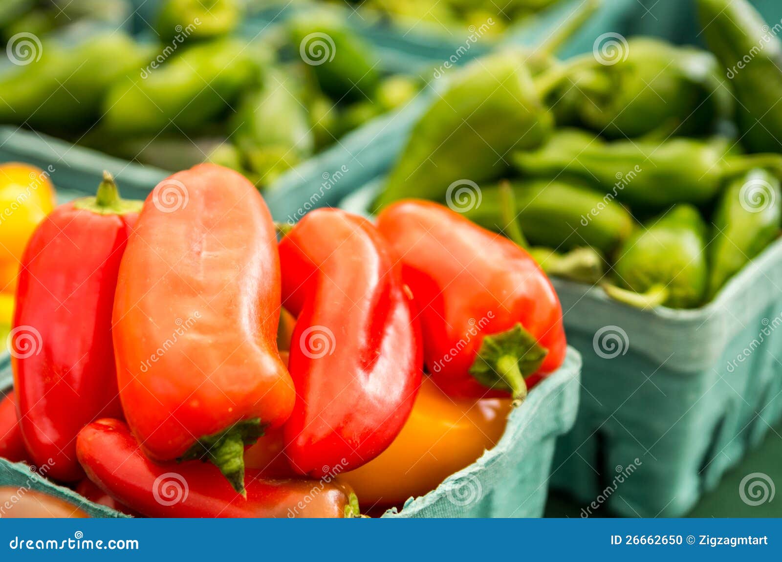 Red Peppers on Display in Boxes Stock Photo - Image of grocery, dieting ...