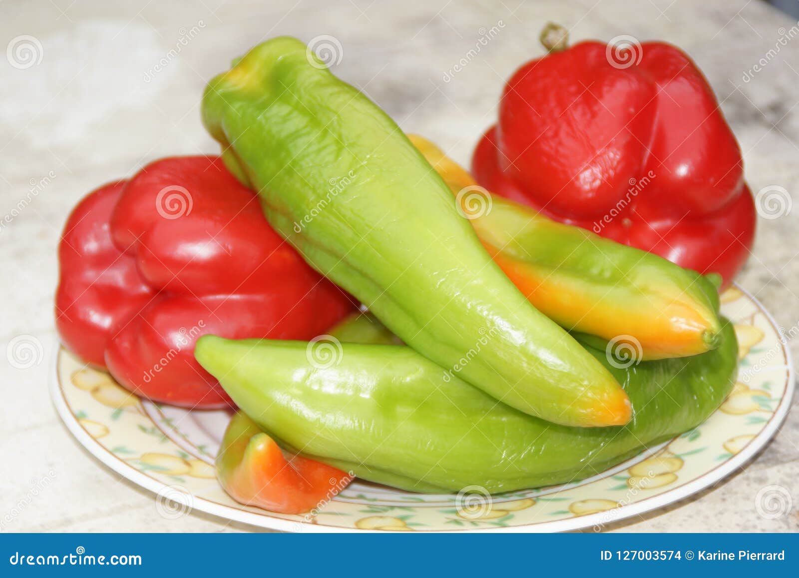 Peppers in a Plate - Front View Stock Photo - Image of capsicum ...