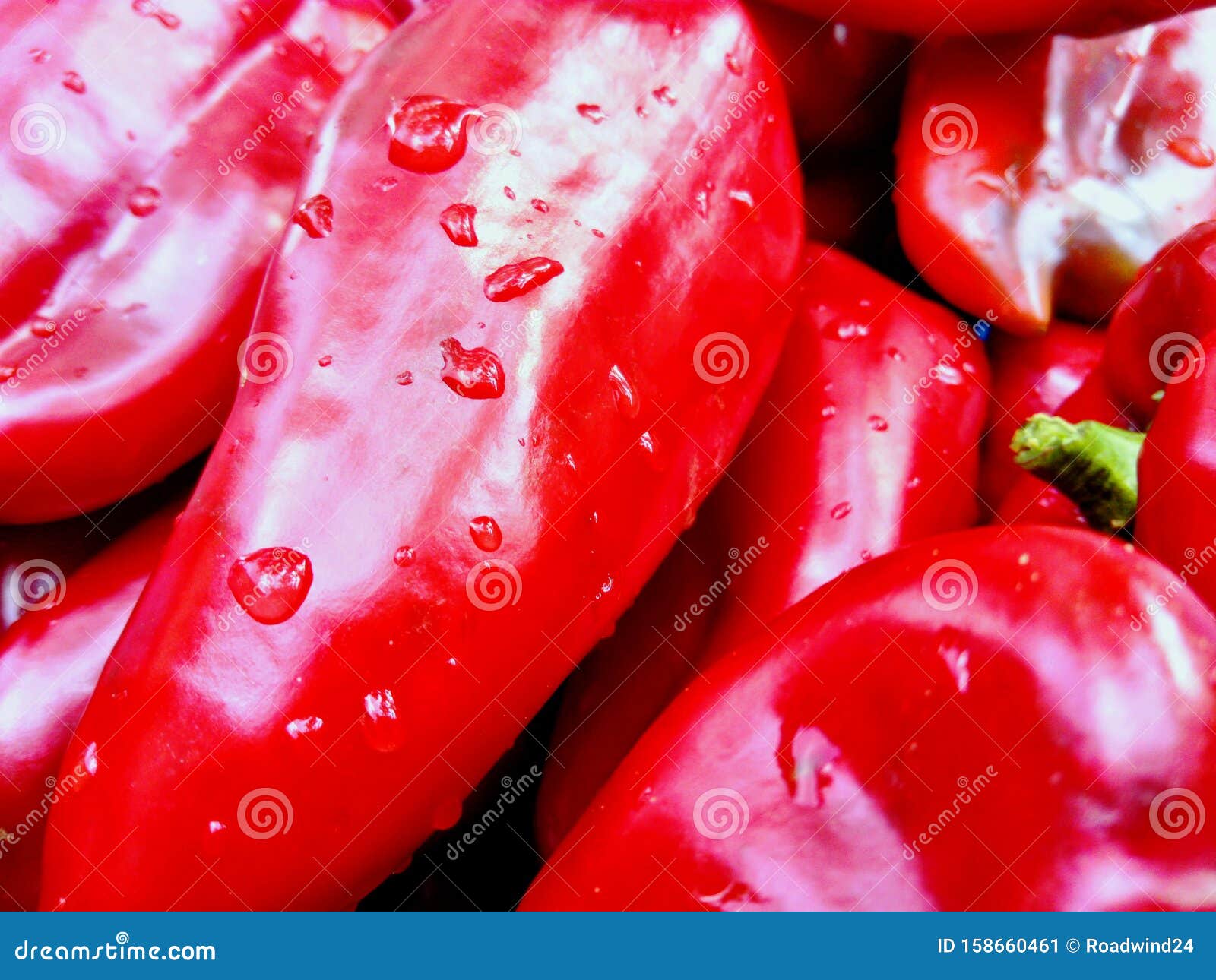 Red Peppers with Rain Drops Stock Image - Image of rain, paprika: 158660461