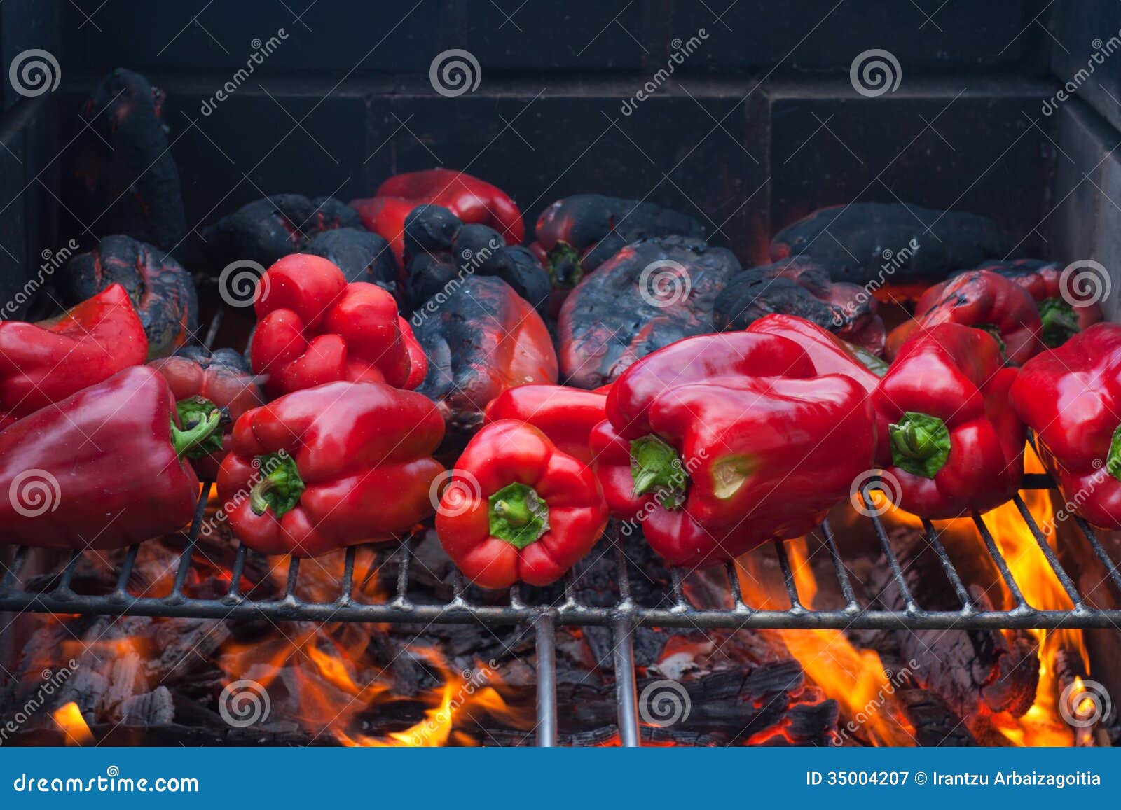 Red Peppers Roasting on the Barbecue Stock Image - Image of paprika ...