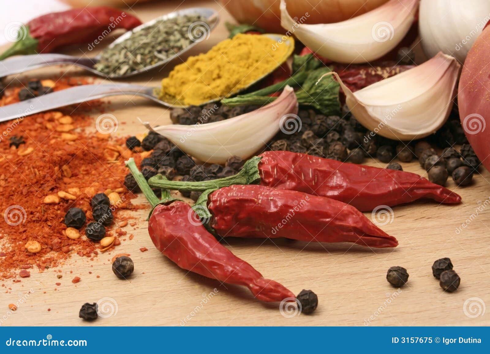 Red peppers and spices stock image. Image of paprika, greek - 3157675