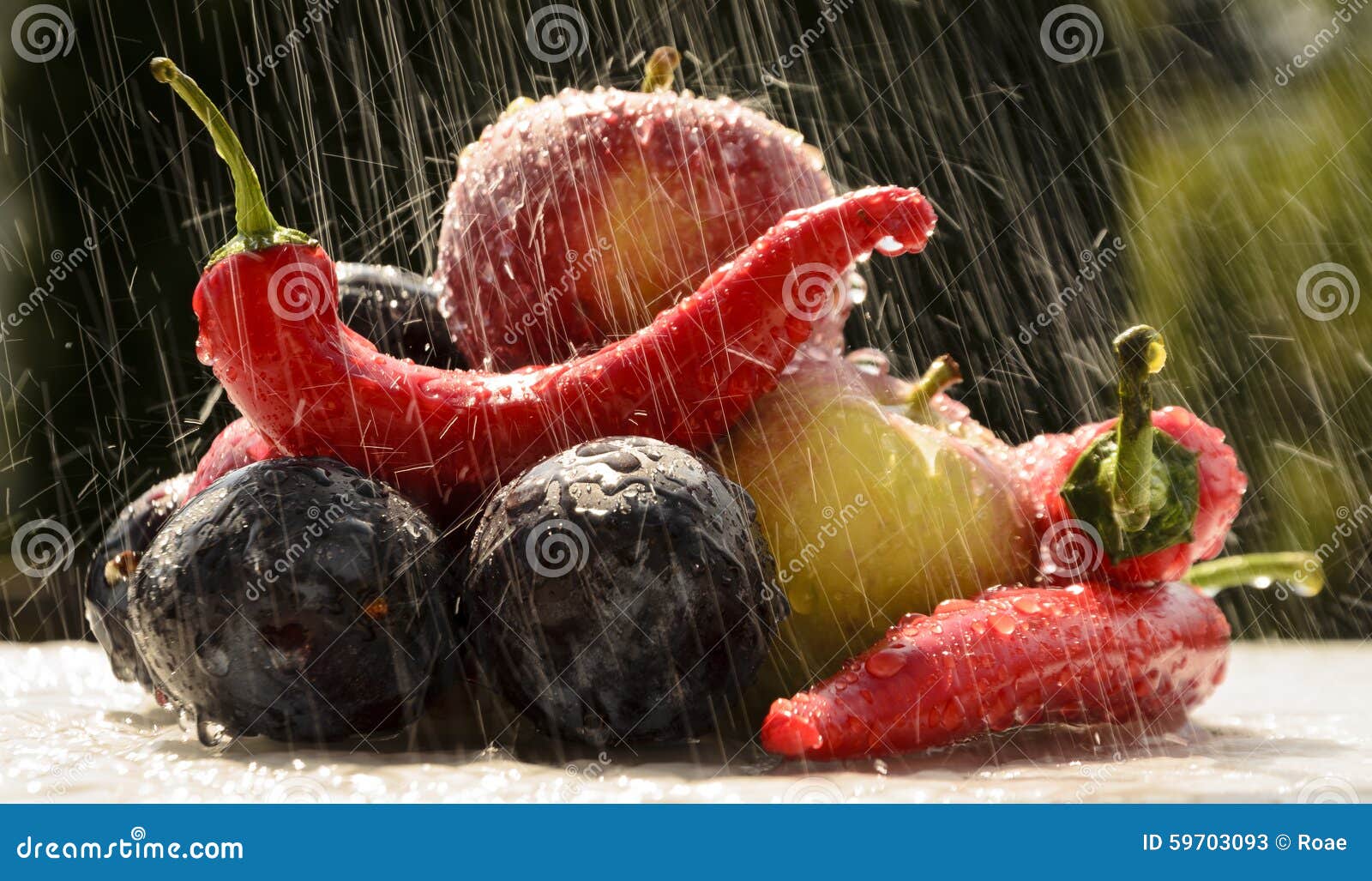 Red Peppers in the Summer Rain Stock Image - Image of freshness ...