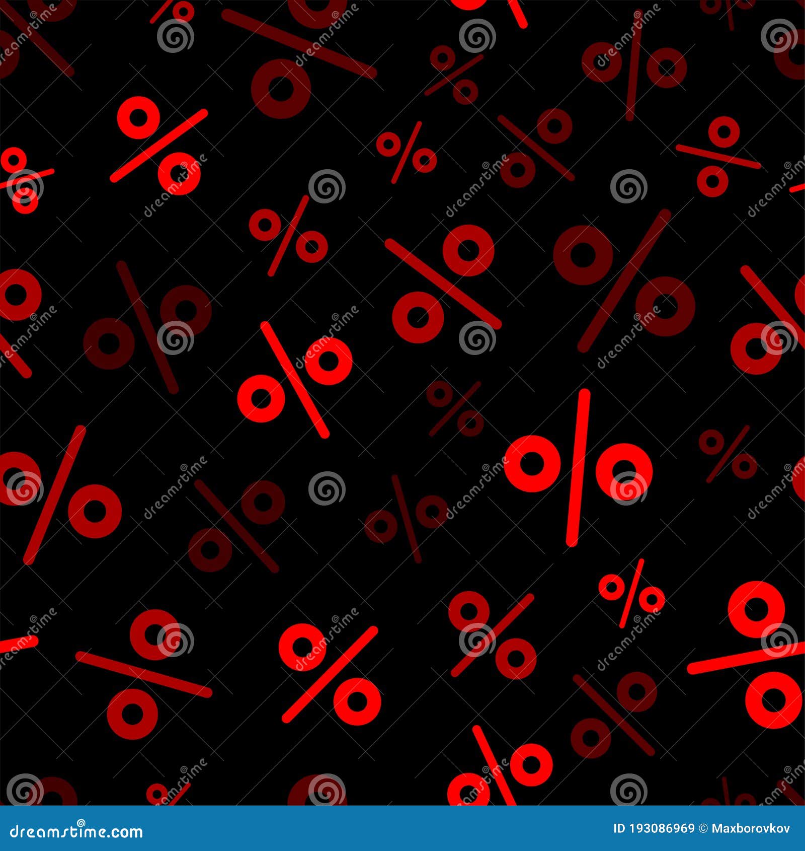 Red Percent Seamless Pattern on Black Background Stock Vector ...
