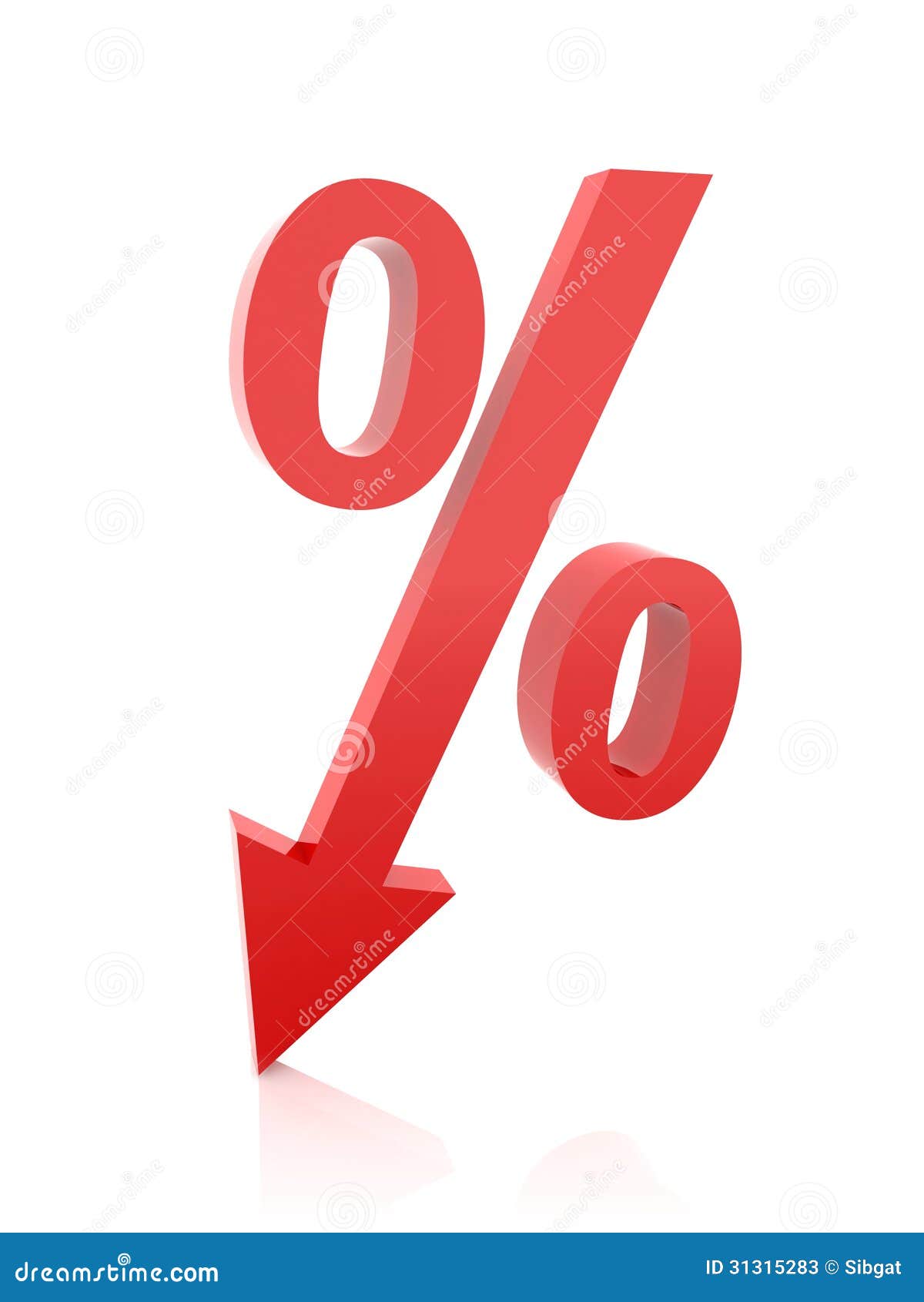 Red Percentage Symbol with an Arrow Down. Stock Illustration ...