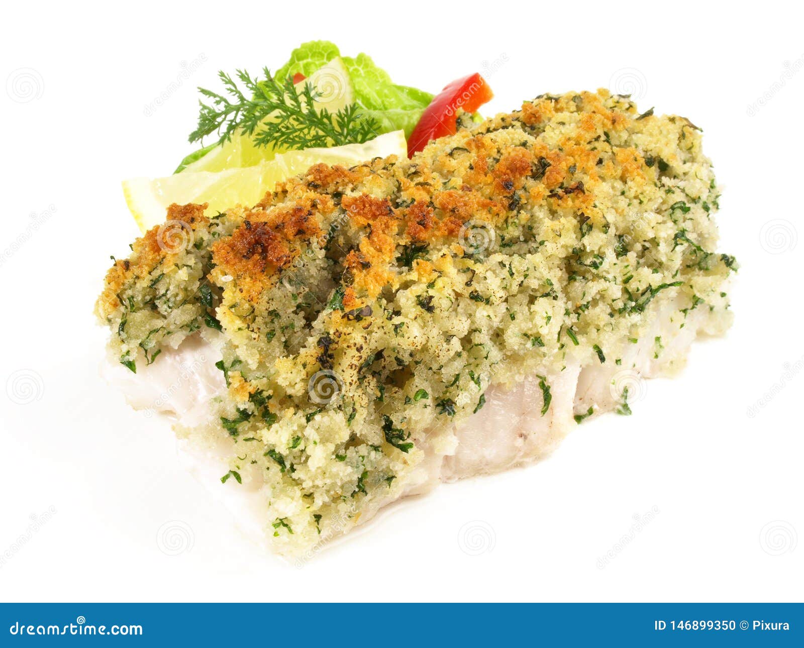 Red Perch with Bread Crust stock photo. Image of grilled - 146899350