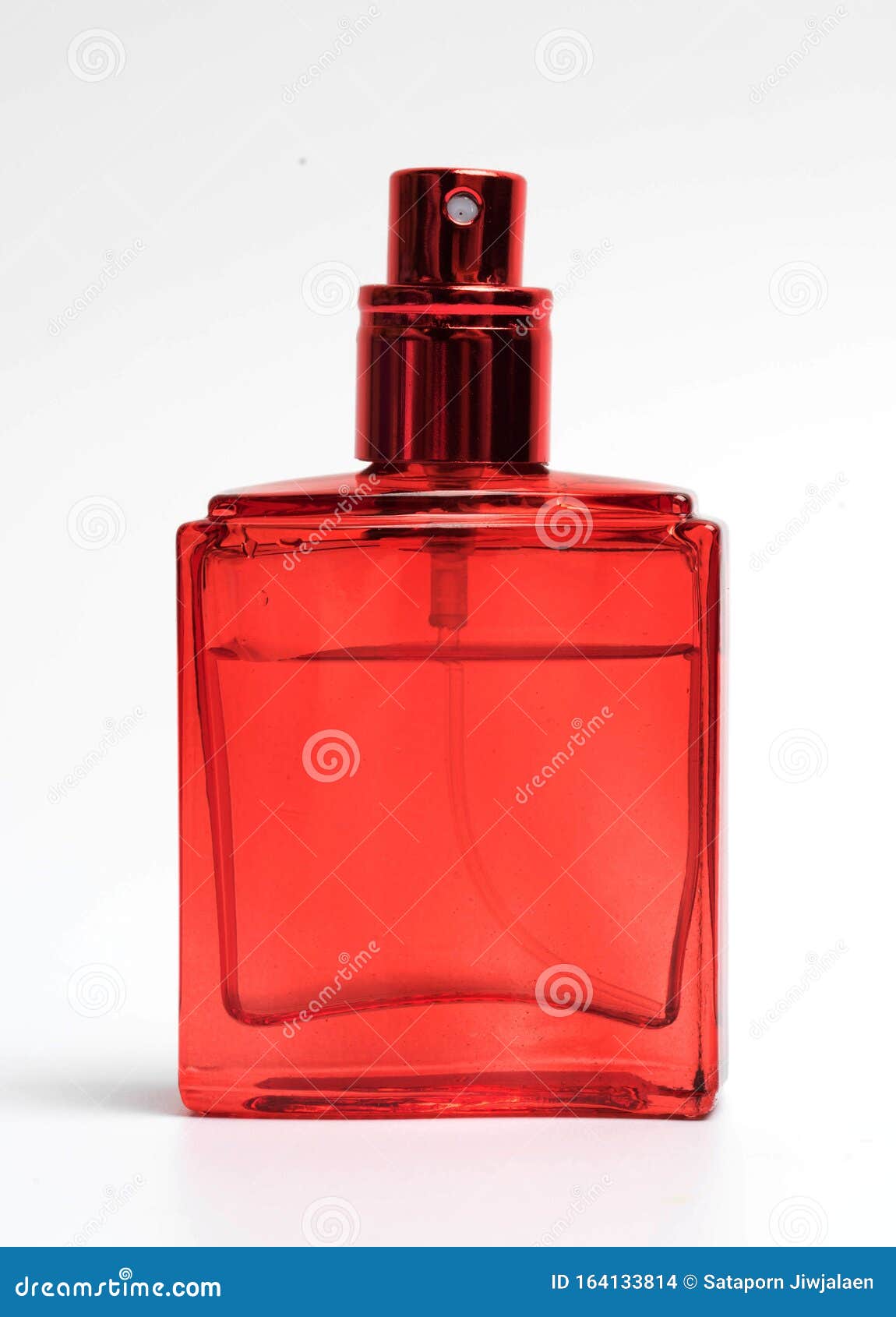 Red Perfume Bottle Isolated on White Stock Photo - Image of spray ...