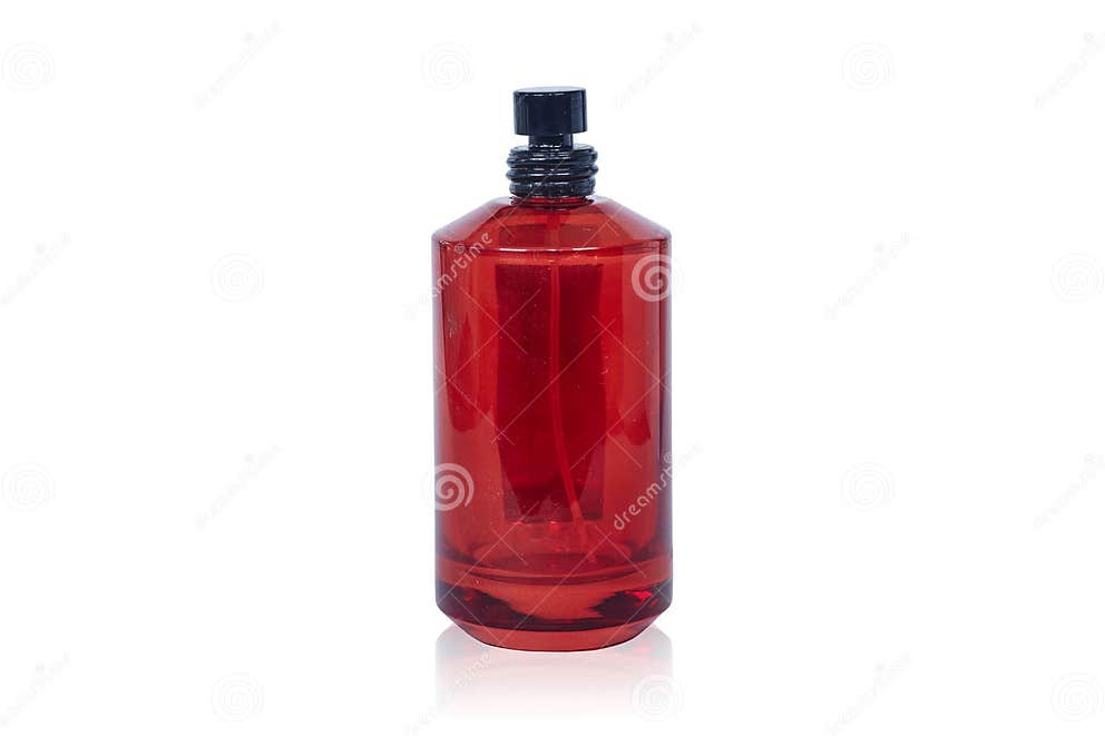 Red Perfume Bottle Isolated on White Background. Stock Image - Image of ...